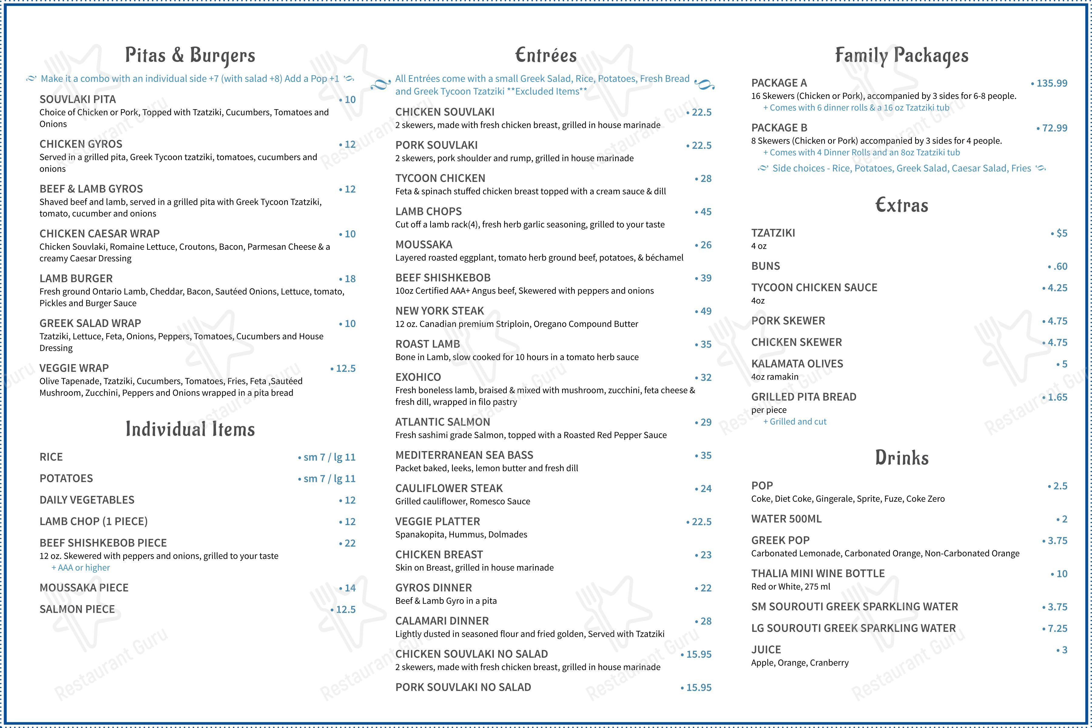 Menu at Greek Tycoon Restaurant, Whitby