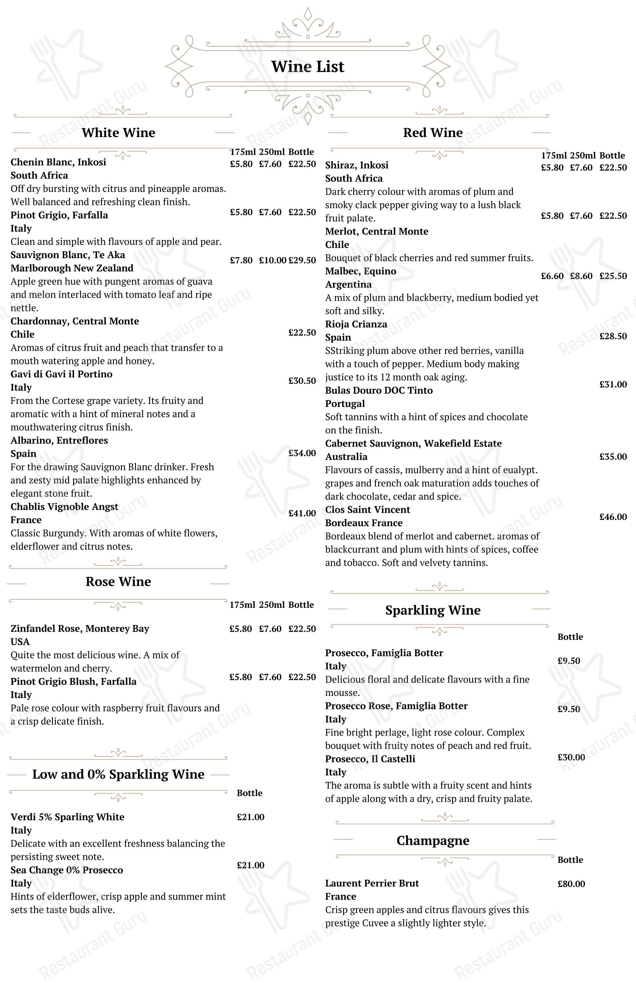 Menu at Hamilton Russell Arms pub & bar, Stockton-on-Tees
