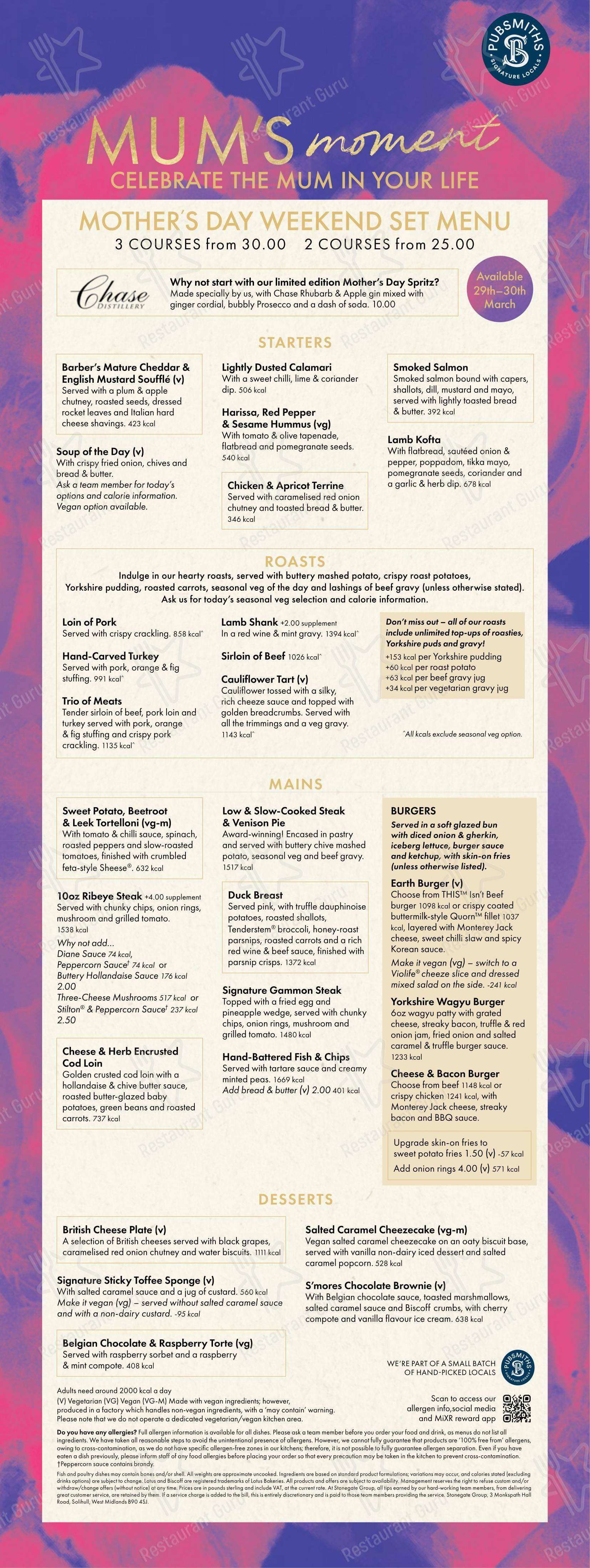 Menu at Kings Head Horley pub & bar, Horley