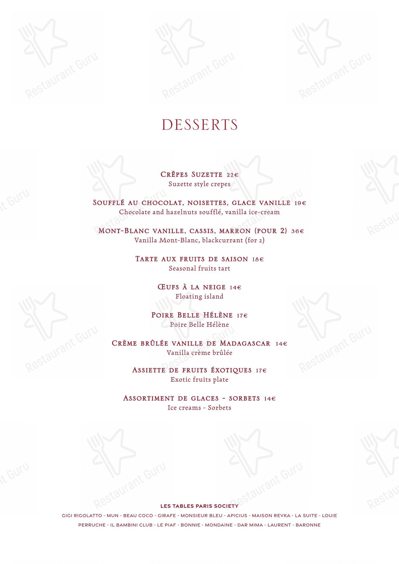 Menu au Maxim's restaurant, Paris, 3 Royale Street