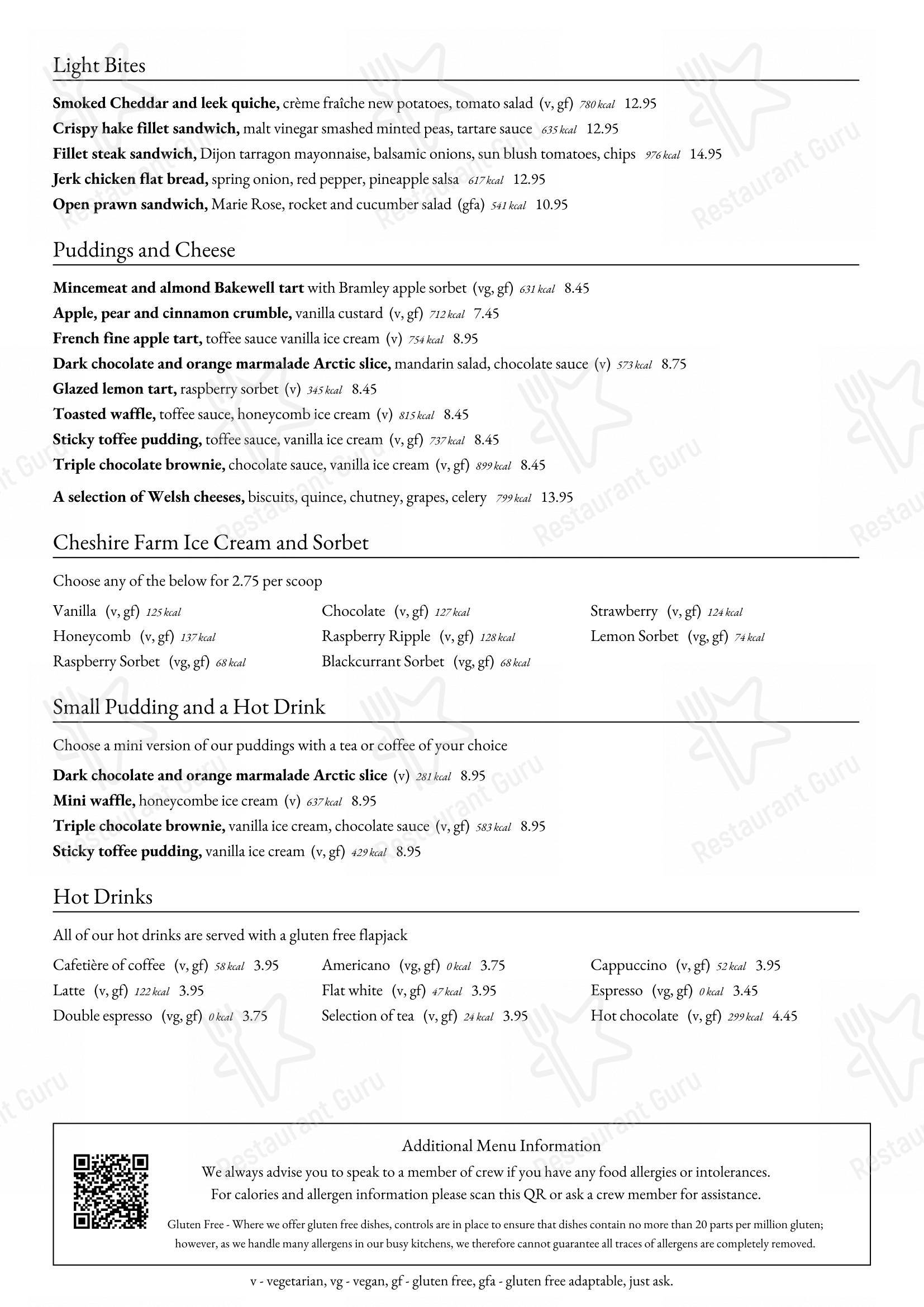 Menu at Pen-y-Bryn pub & bar, Colwyn Bay