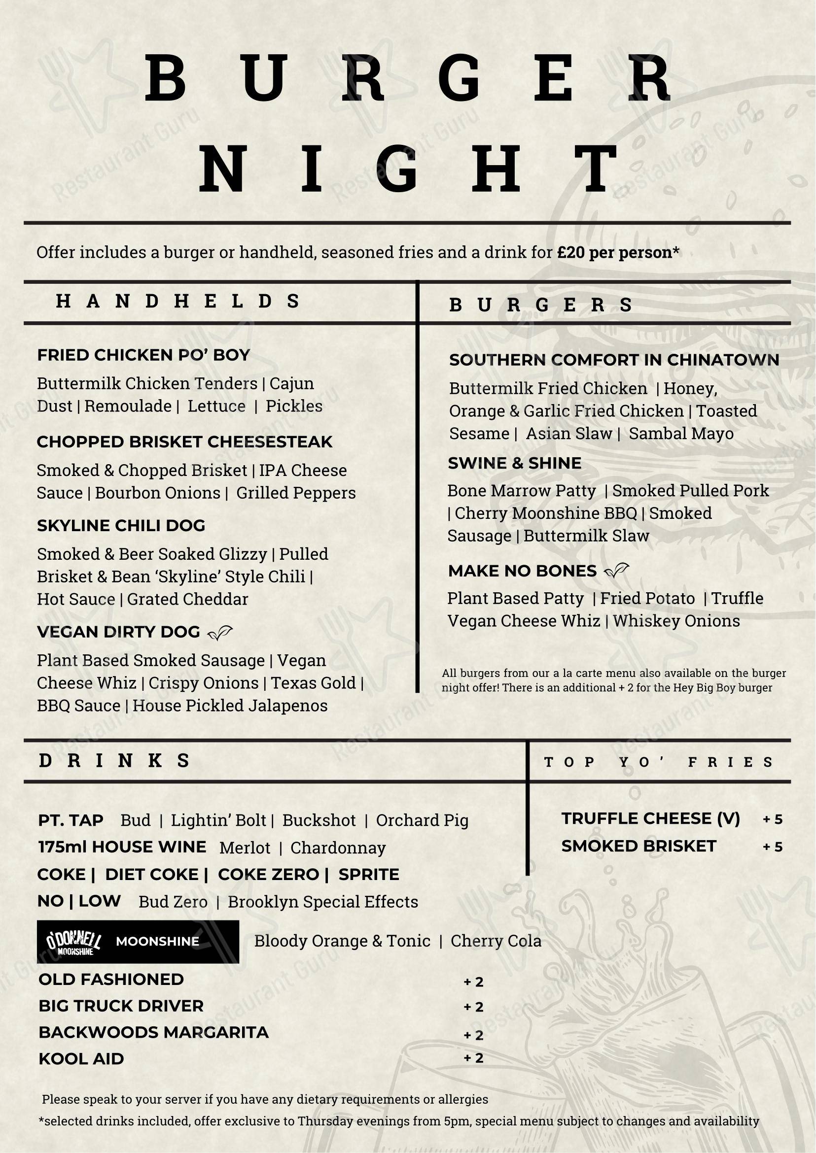 Menu at Smoke & Rye restaurant, Stone