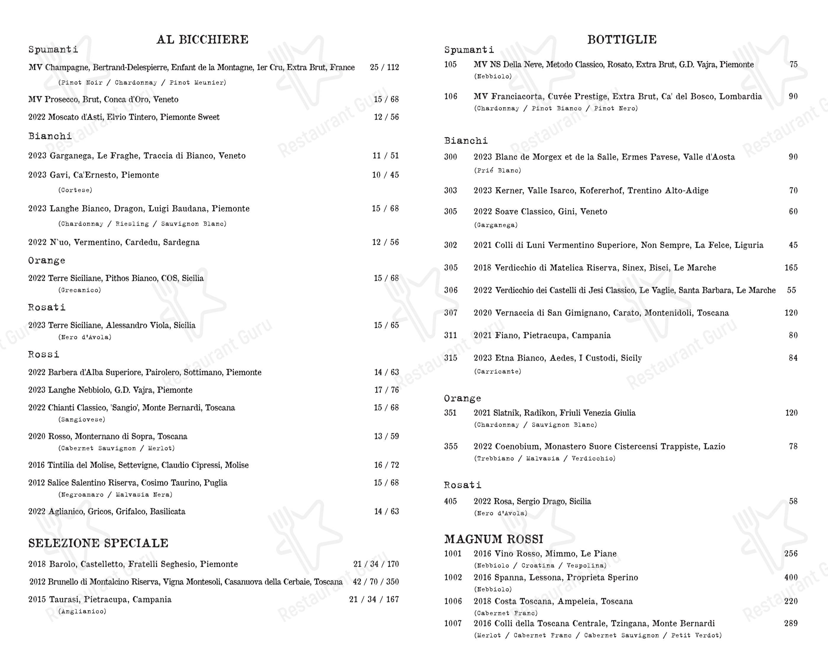 Menu at Sotto restaurant, Cincinnati