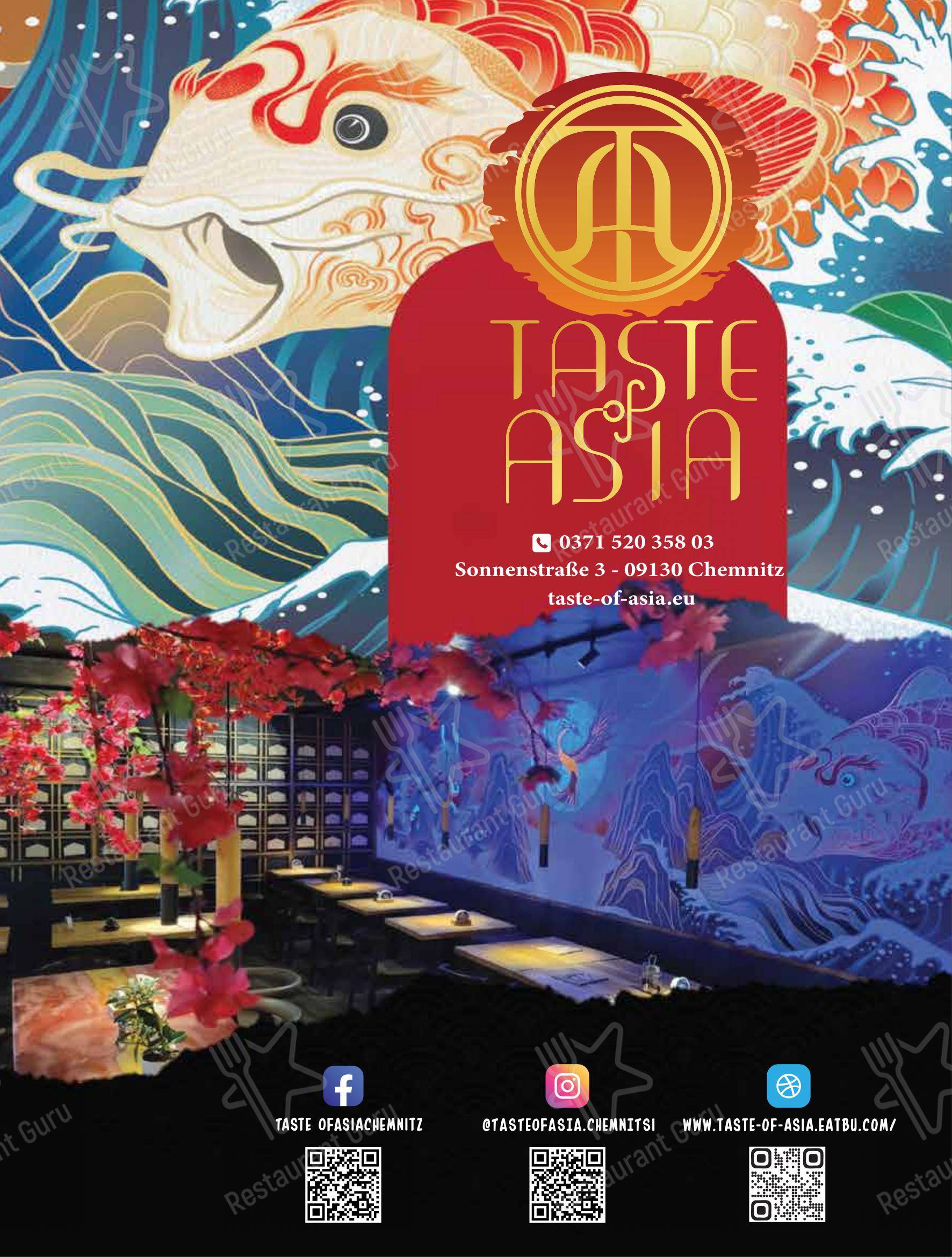Speisekarte von Taste of Asia Germany GmbH restaurant, Chemnitz