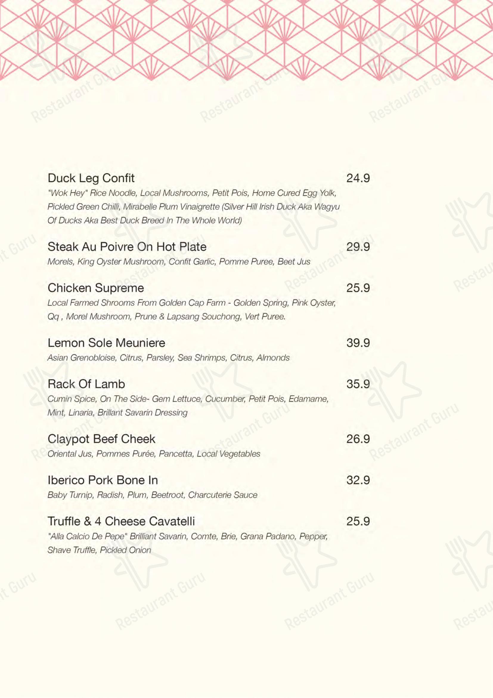 Menu at The Masses Singapore restaurant, Singapore