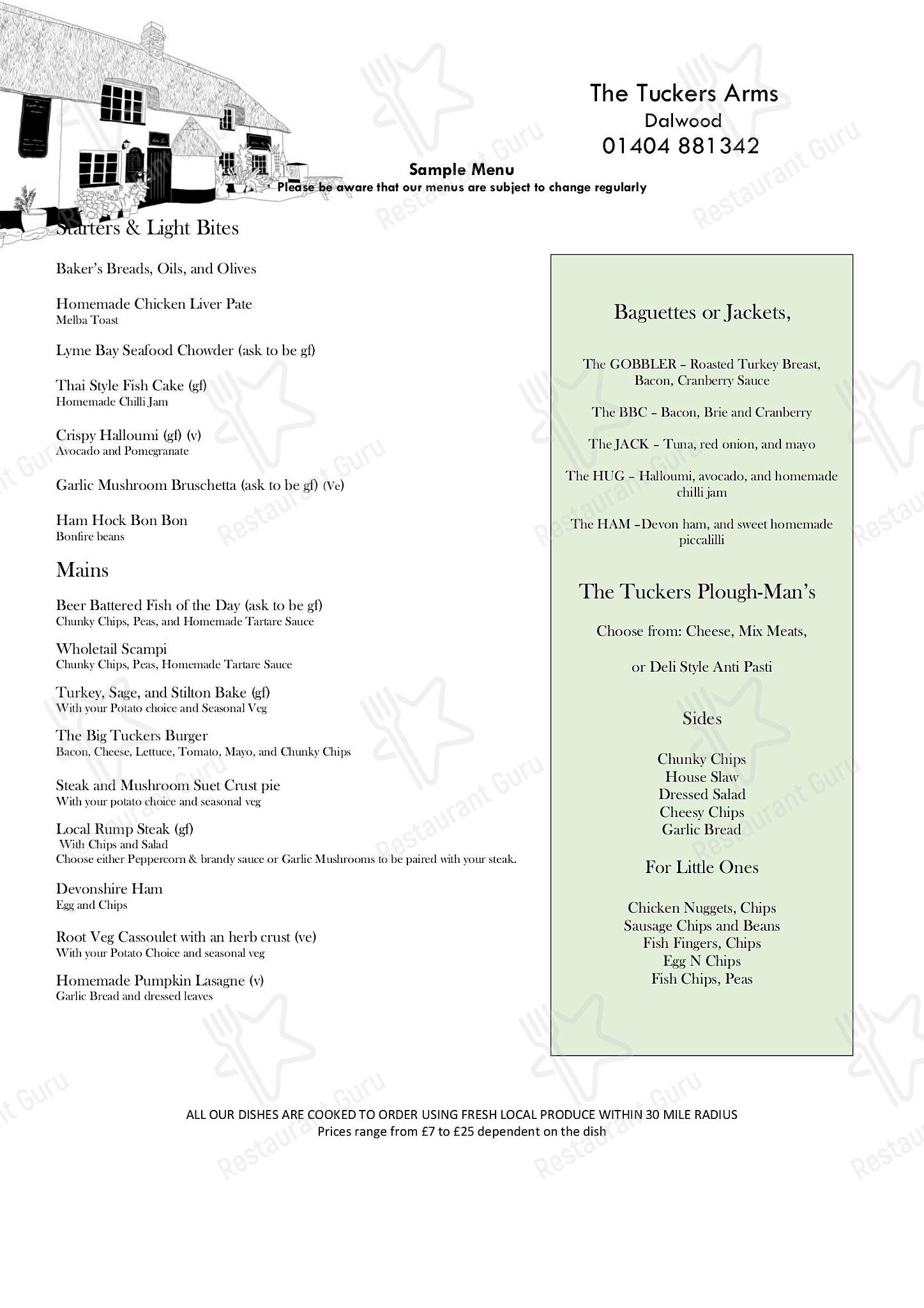 Menu at The Tuckers Arms pub & bar, Dalwood