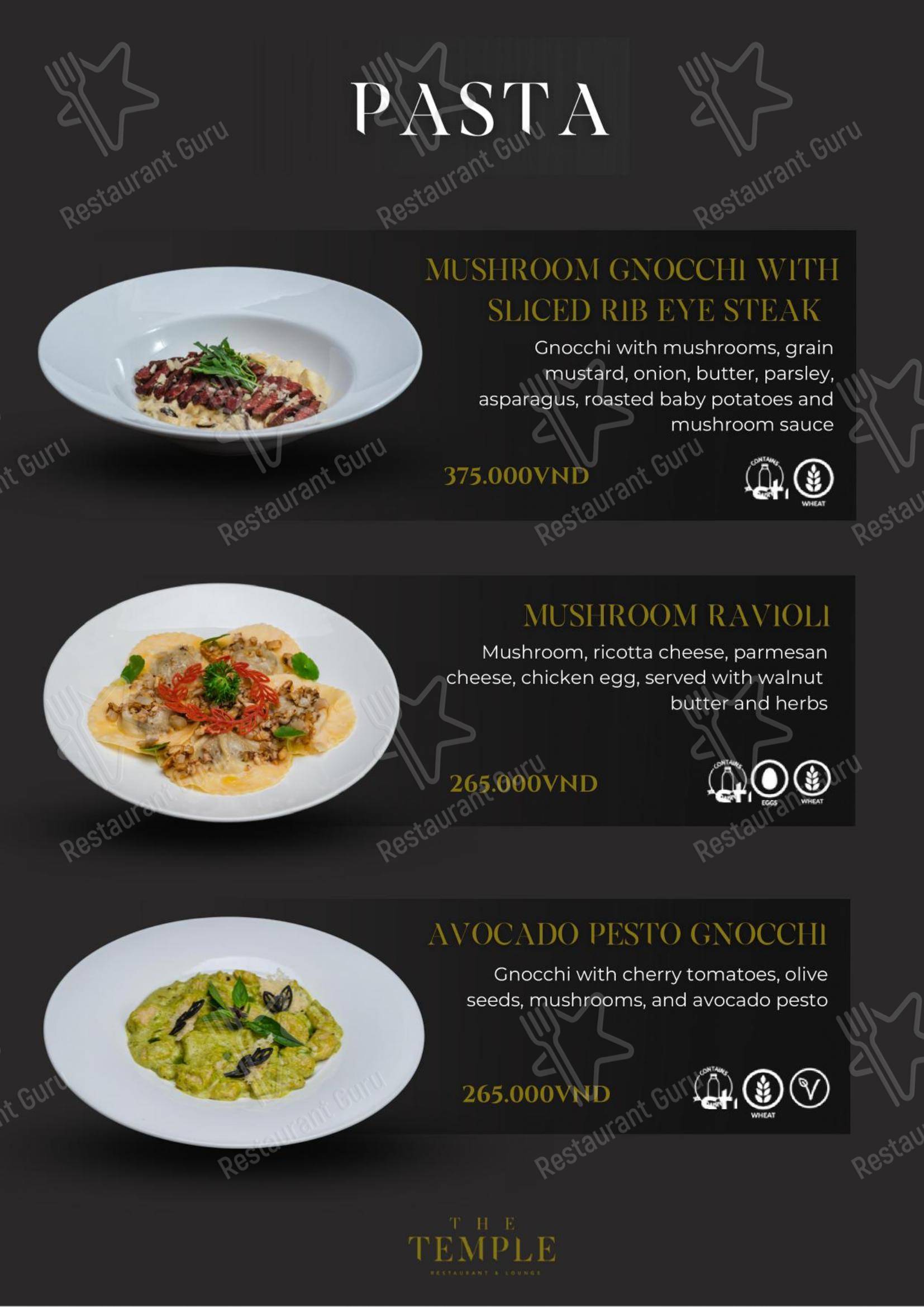 Carta de The Temple Restaurant & Lounge, tp. Hội An