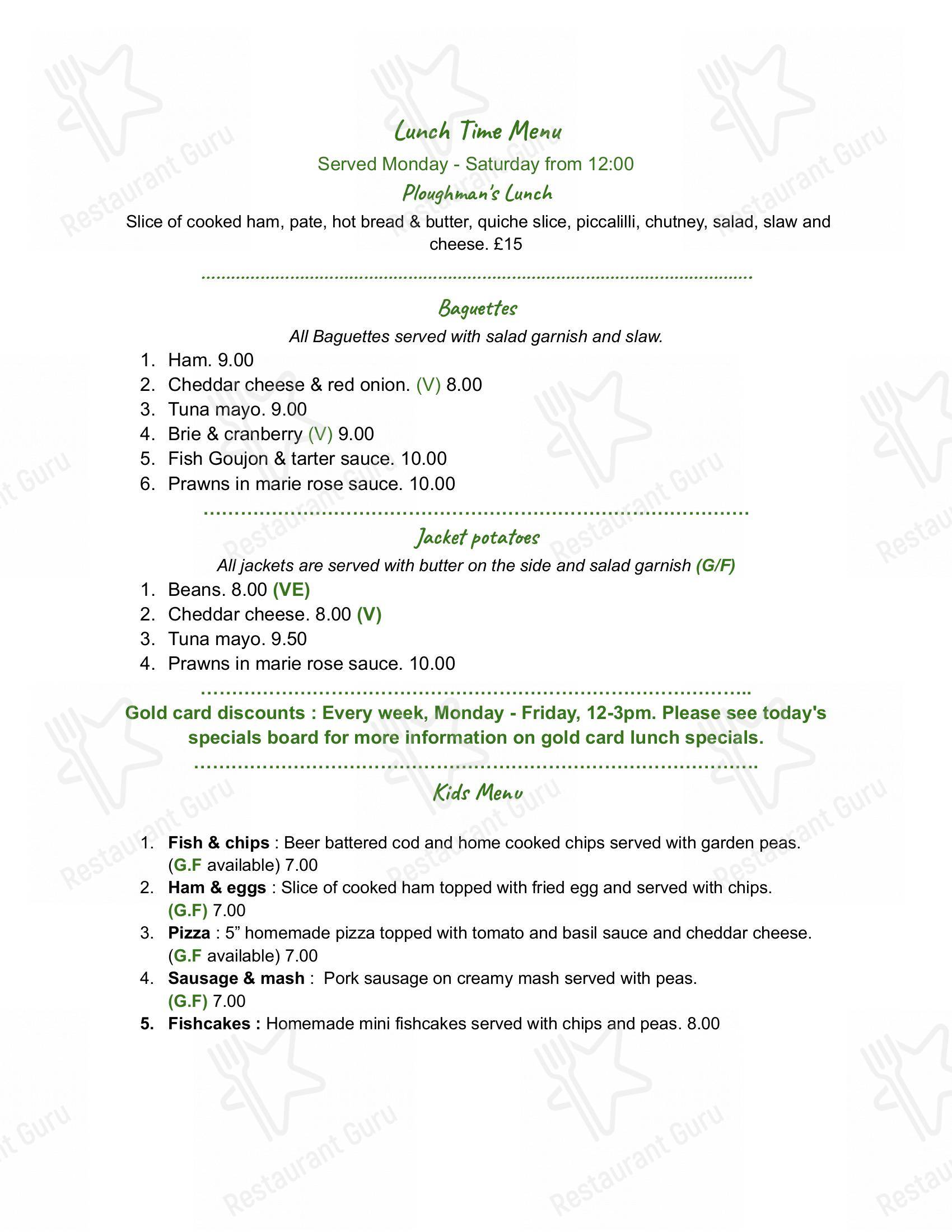 Menu at The Kelstedge pub & bar, Ashover, Matlock Rd