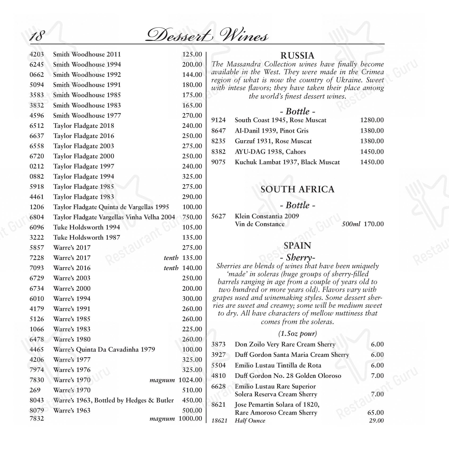 Menu at Bern's Steak House steakhouse, Tampa, S Howard Ave