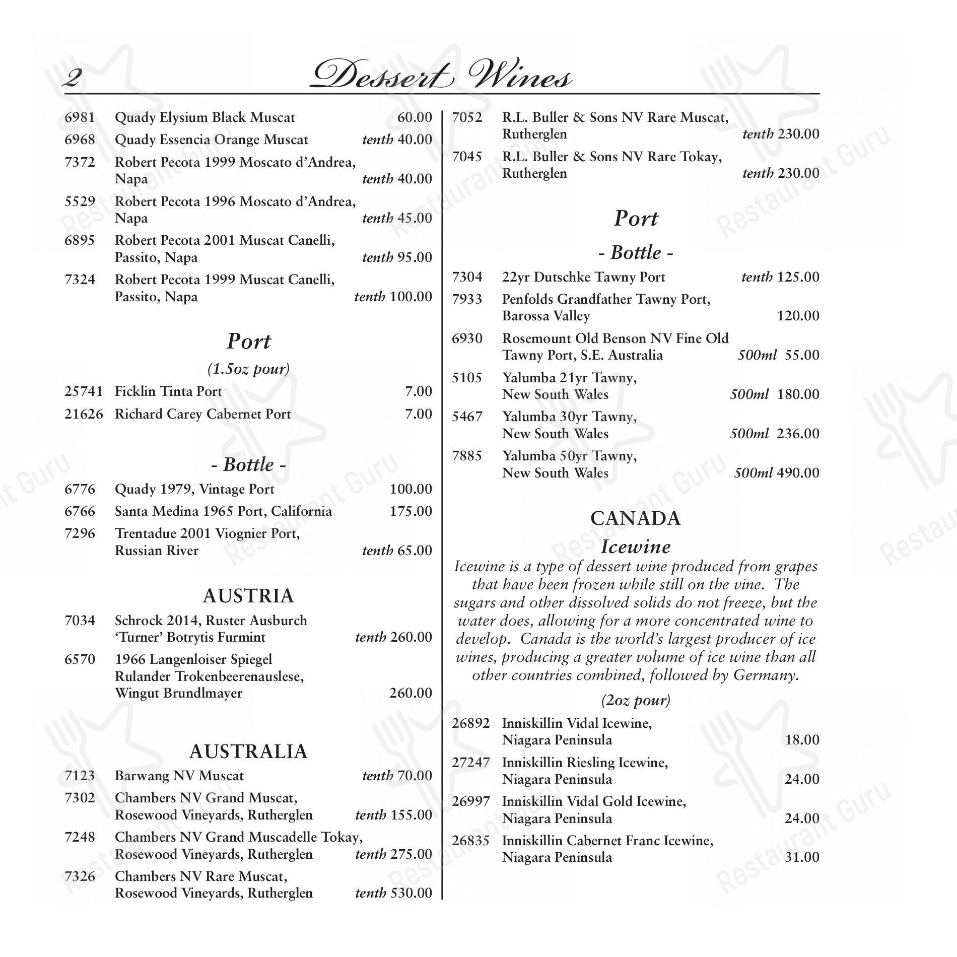 Menu at Bern's Steak House steakhouse, Tampa, S Howard Ave