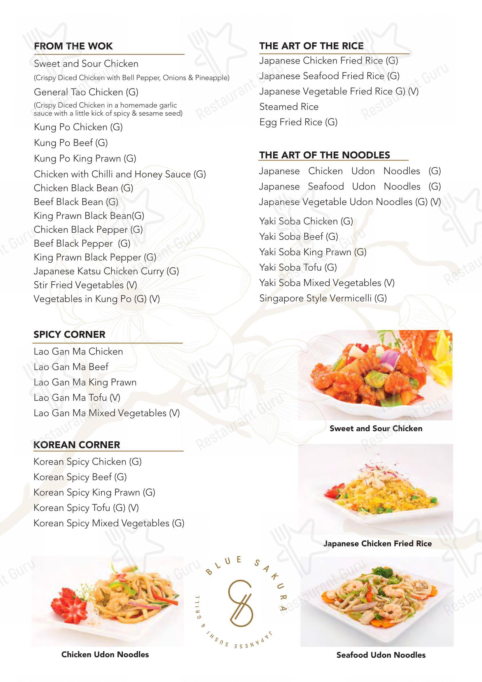 Menu at Blue Sakura Leeds restaurant, Leeds