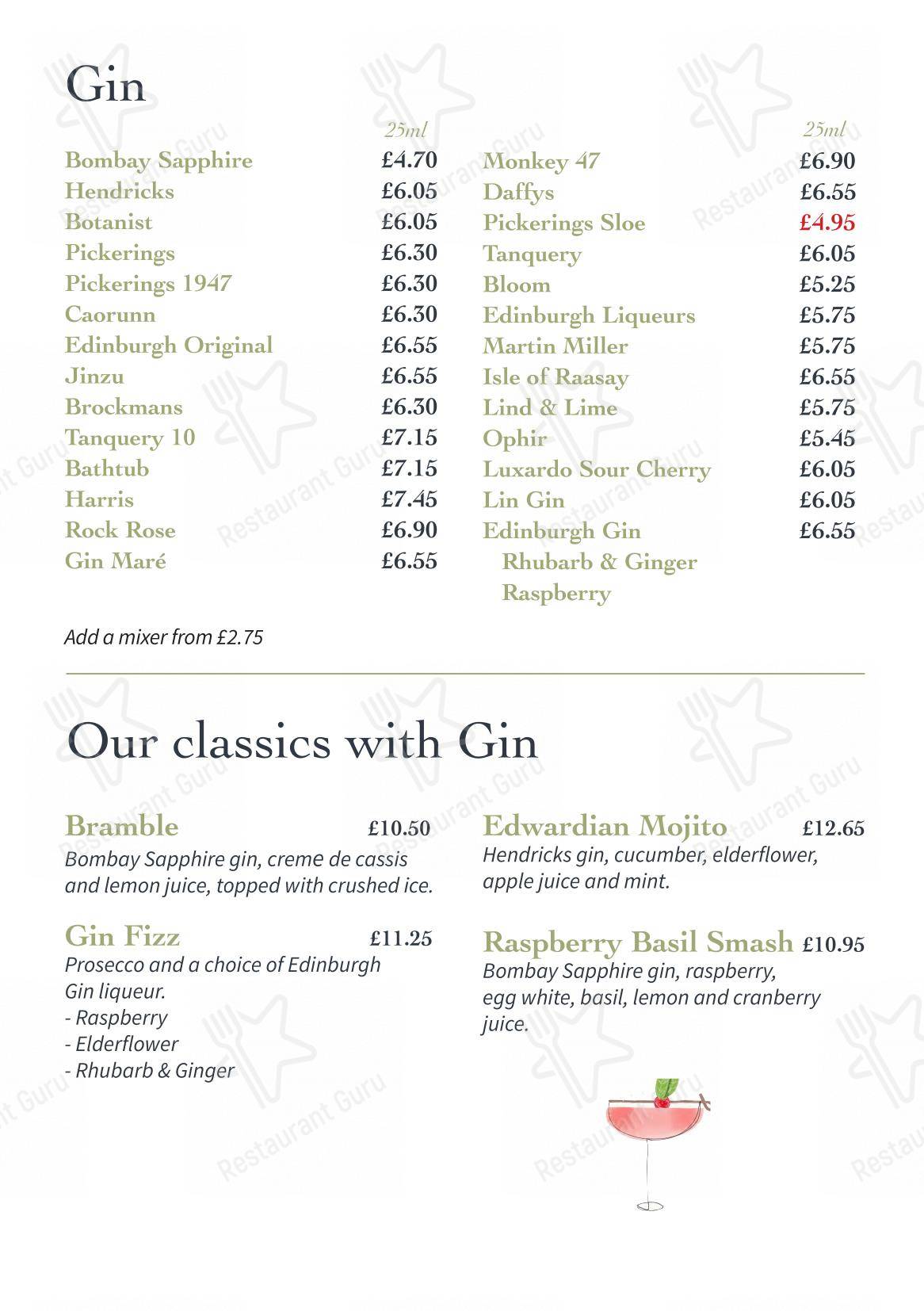 Menu at Cafebar 1807, Linlithgow
