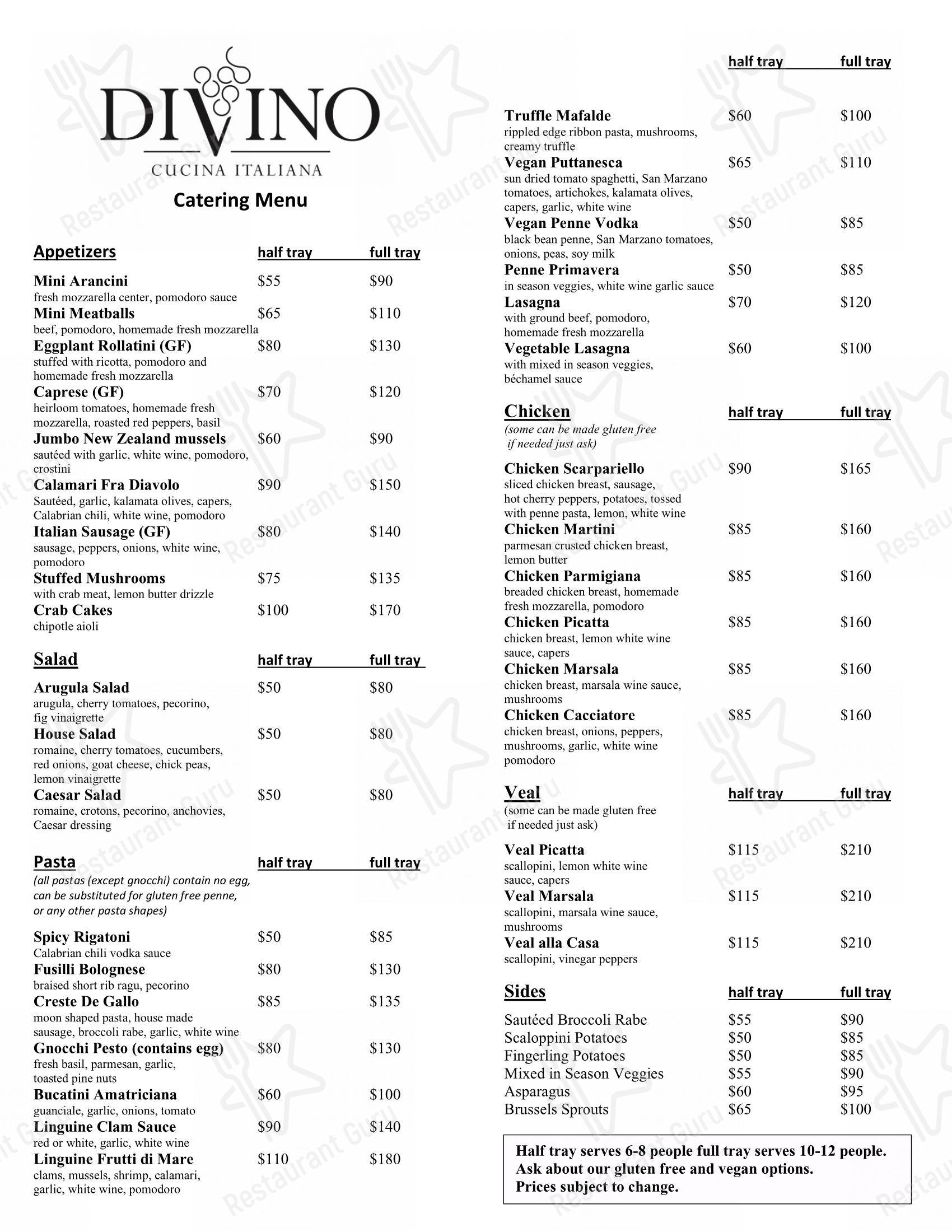 Menu at Divino Cucina Italiana pub & bar, Hastings-on-Hudson