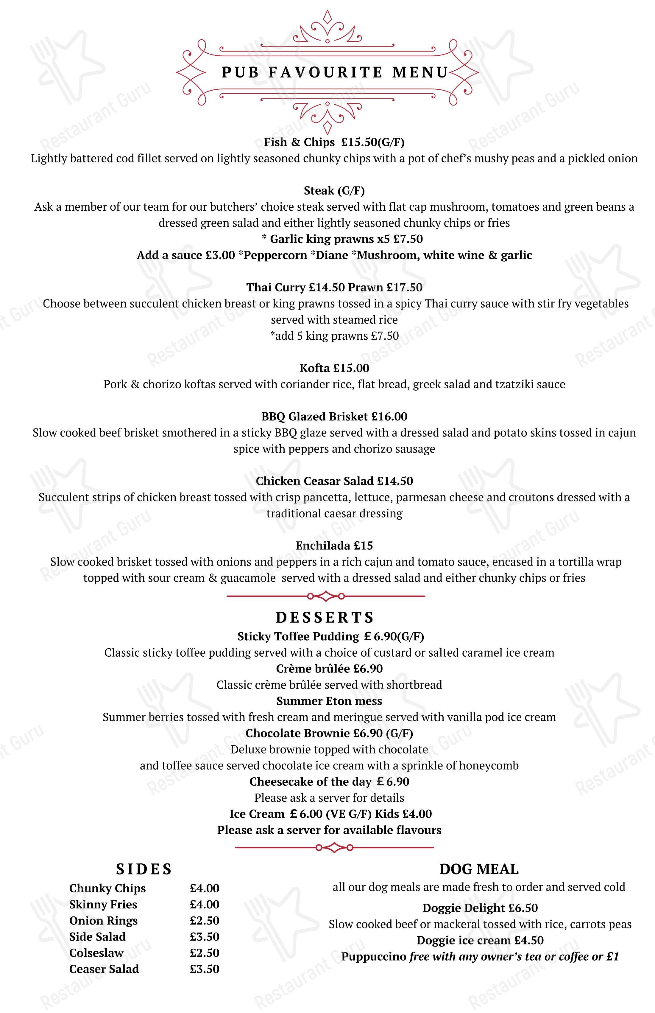 Menu at Hamilton Russell Arms pub & bar, Stockton-on-Tees