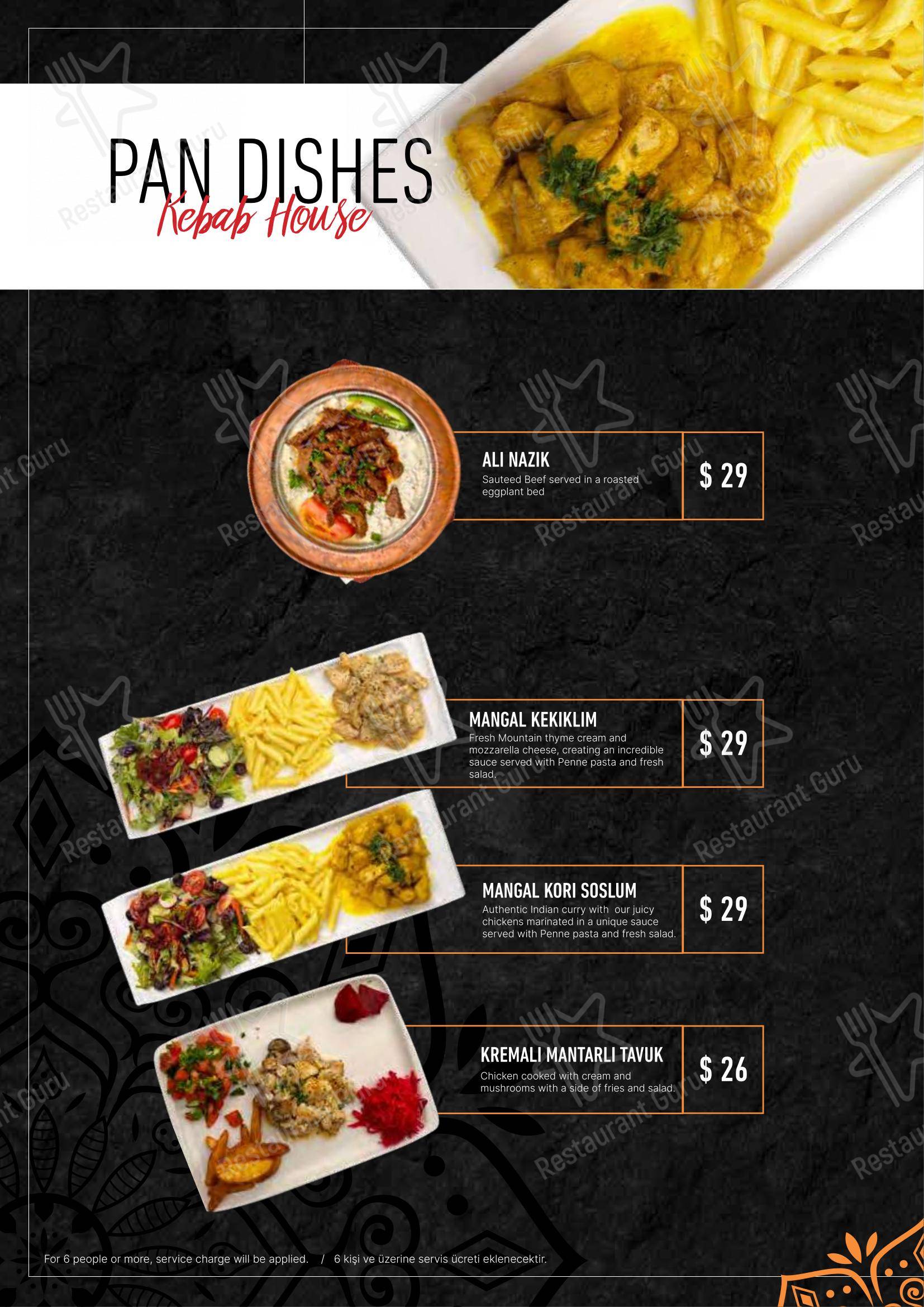 Menu at Mangal Kebab House restaurant, Toronto