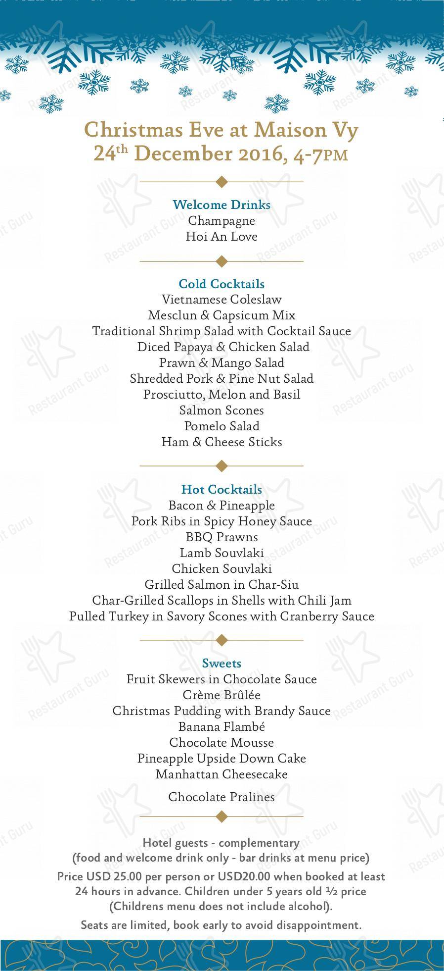 Menu at Morning Glory Signature restaurant, Hoi An
