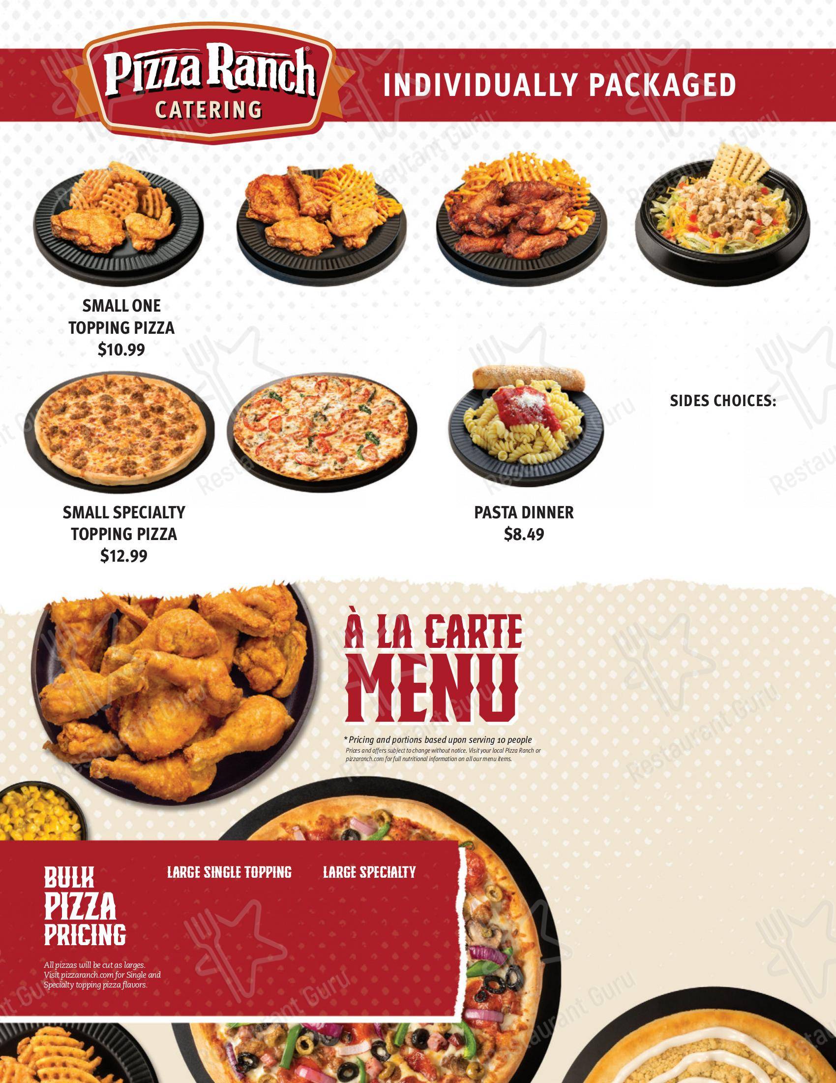 Menu at Pizza Ranch pizzeria, Pipestone, 108 Main St W