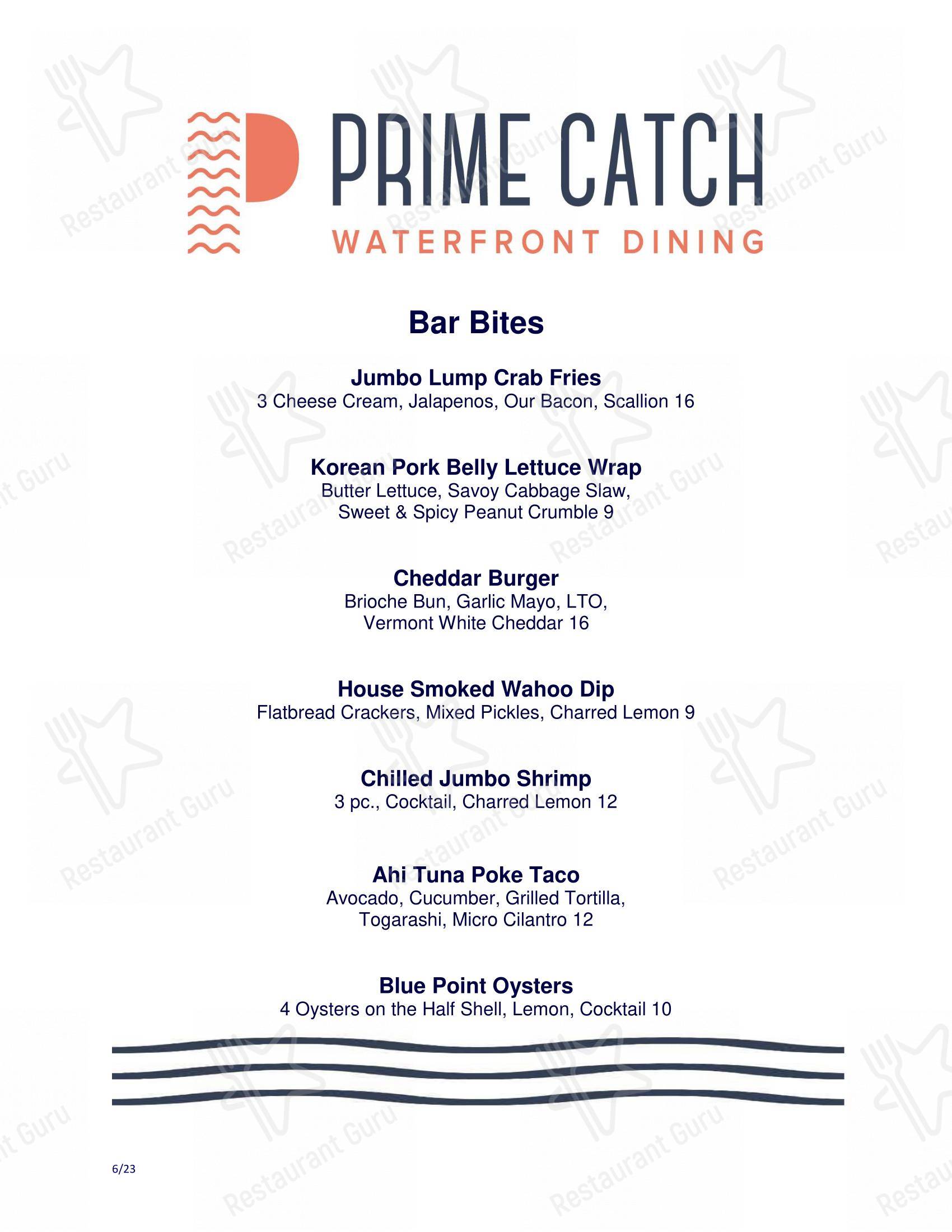 Menu at Prime Catch pub & bar, Boynton Beach