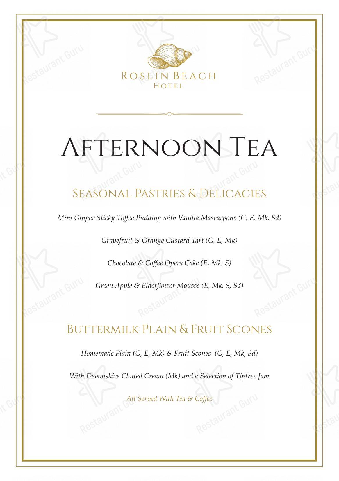 Menu at Roslin Beach Hotel pub & bar, Southend-on-Sea