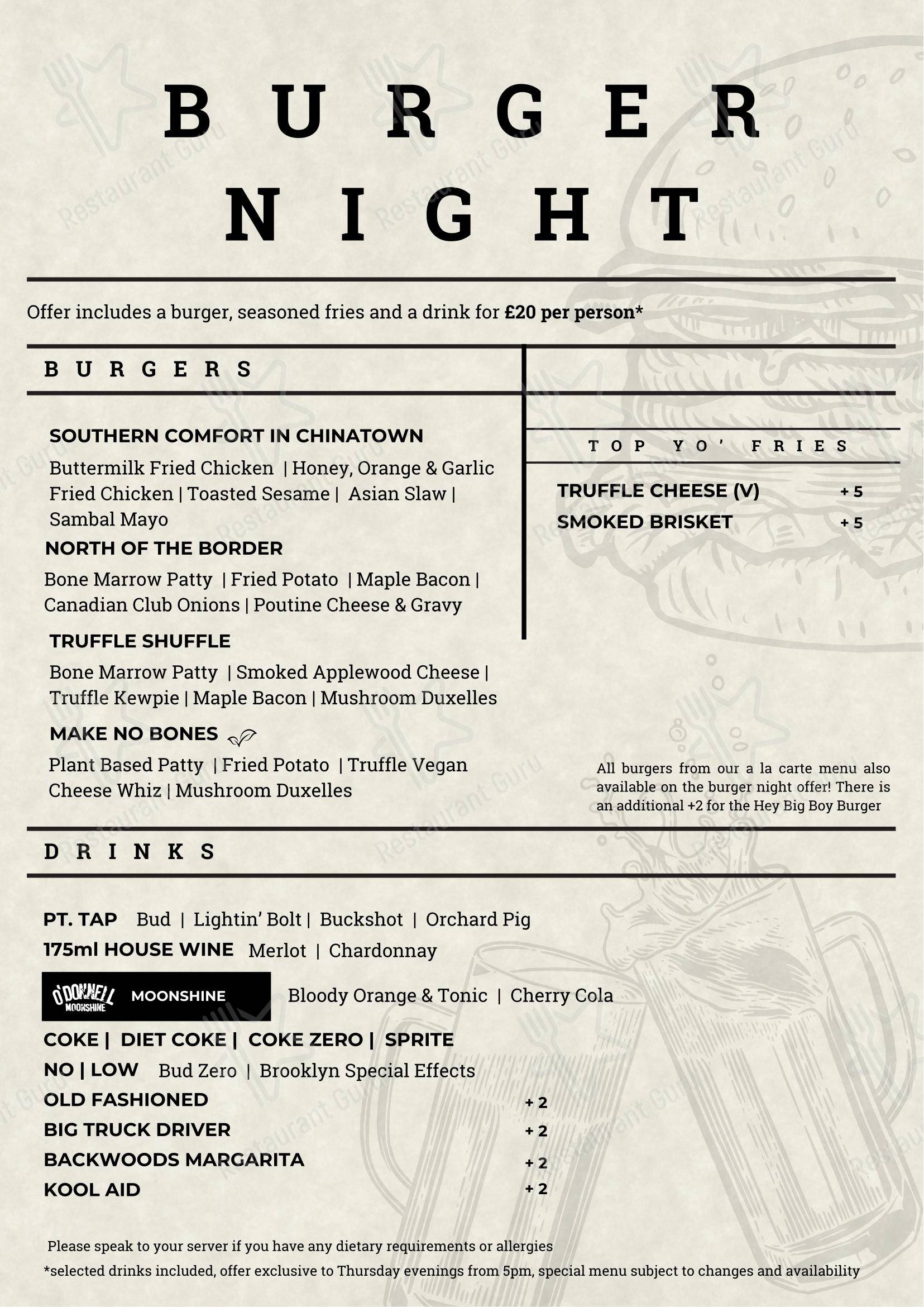 Menu at Smoke & Rye restaurant, Stone