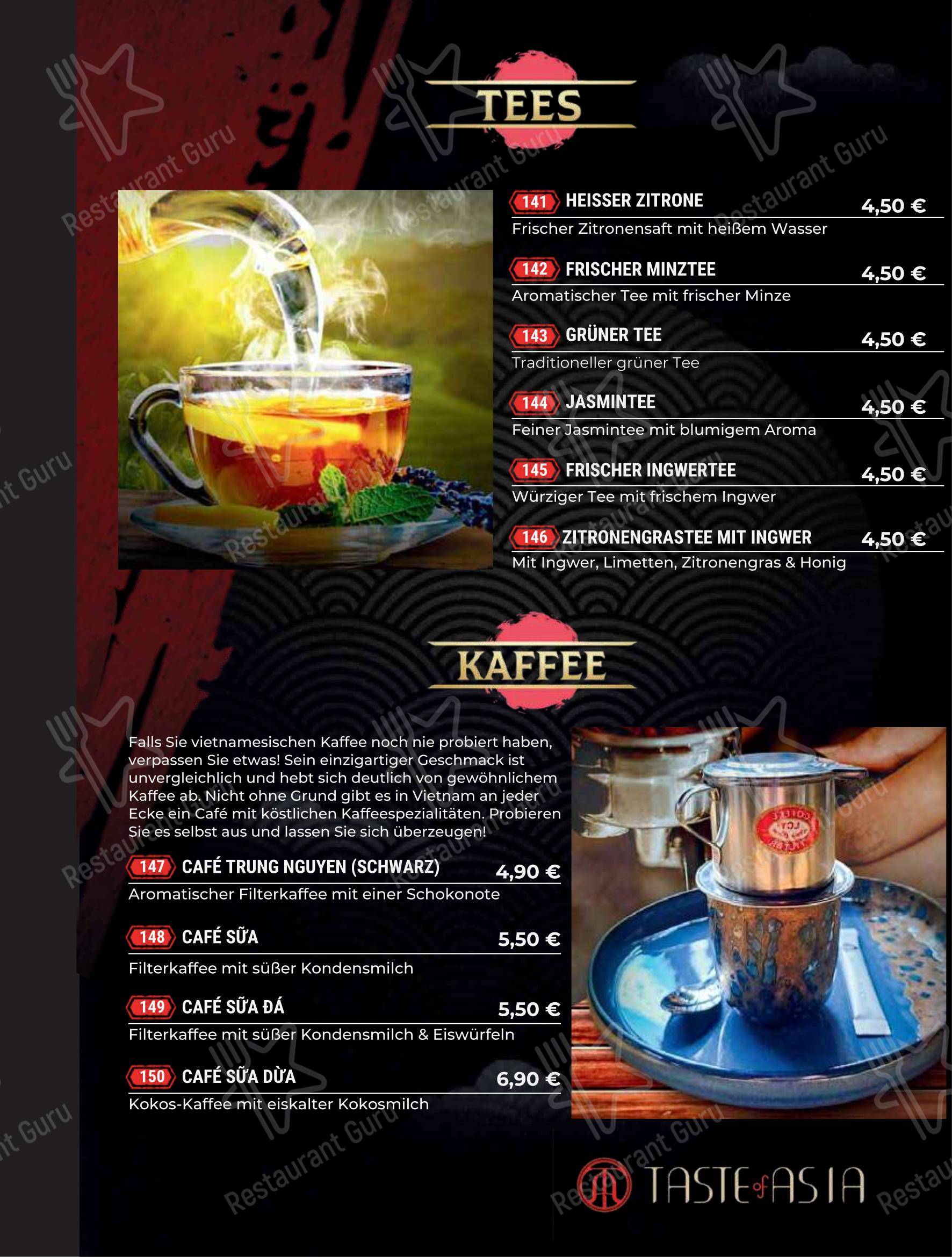 Speisekarte von Taste of Asia Germany GmbH restaurant, Chemnitz