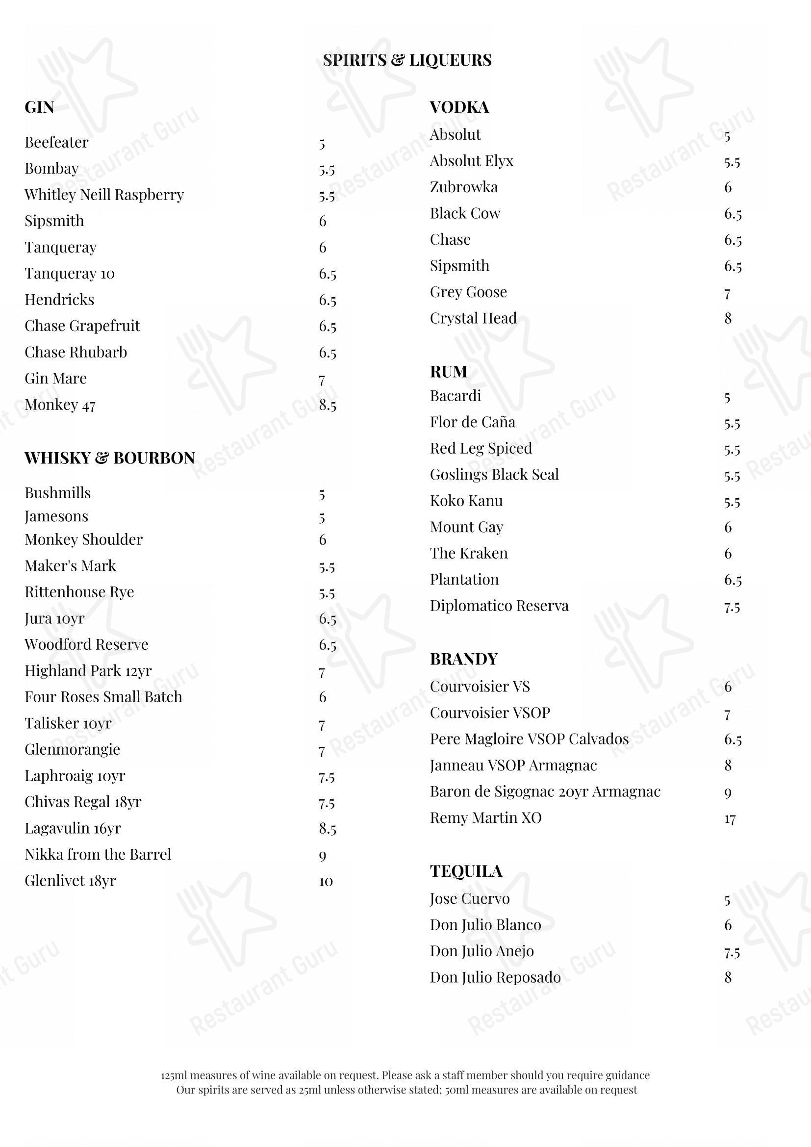 Menu at The Albion pub & bar, London, 10 Thornhill Rd