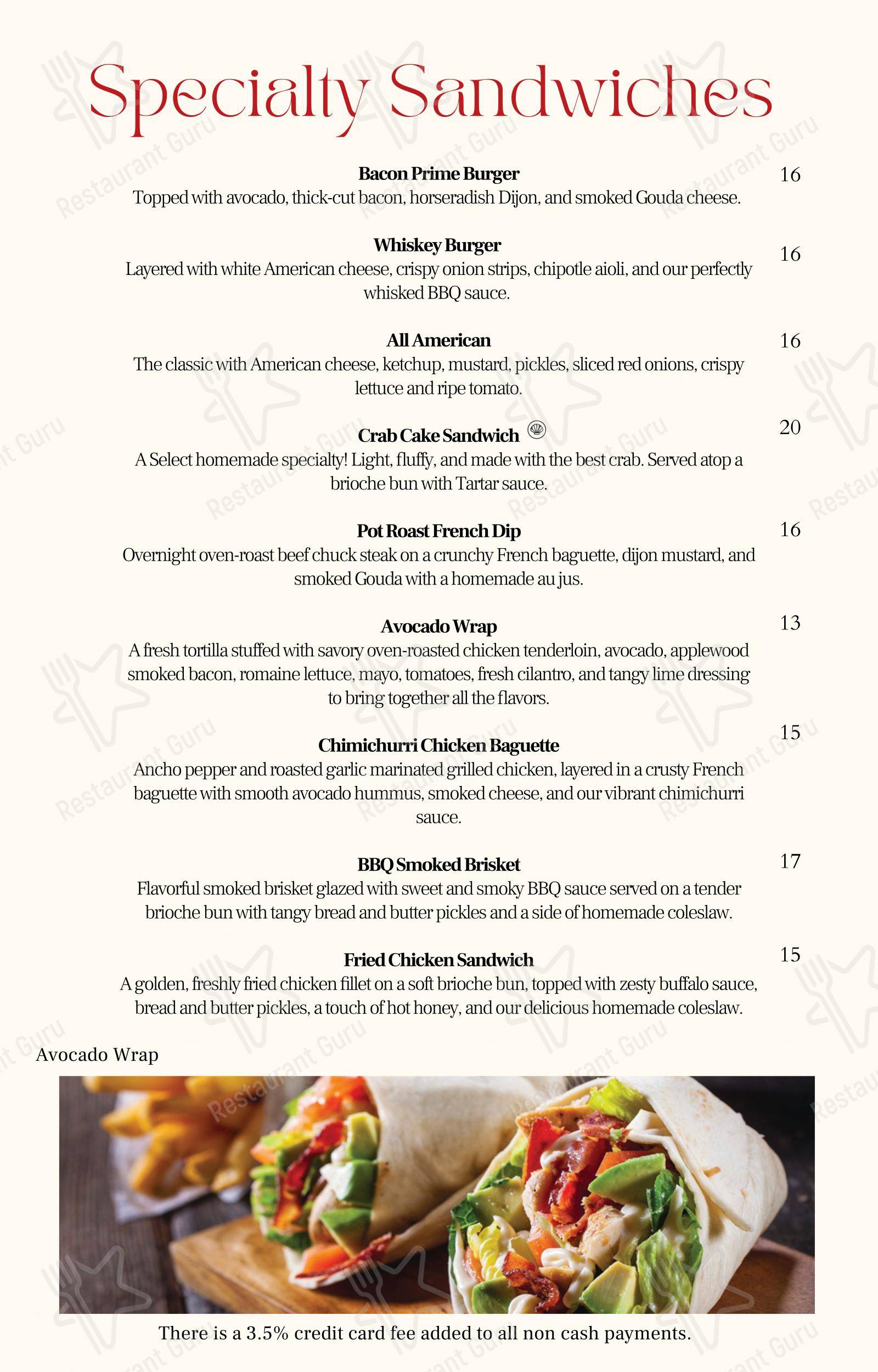Menu at The Cage in Audubon restaurant, West Norriton