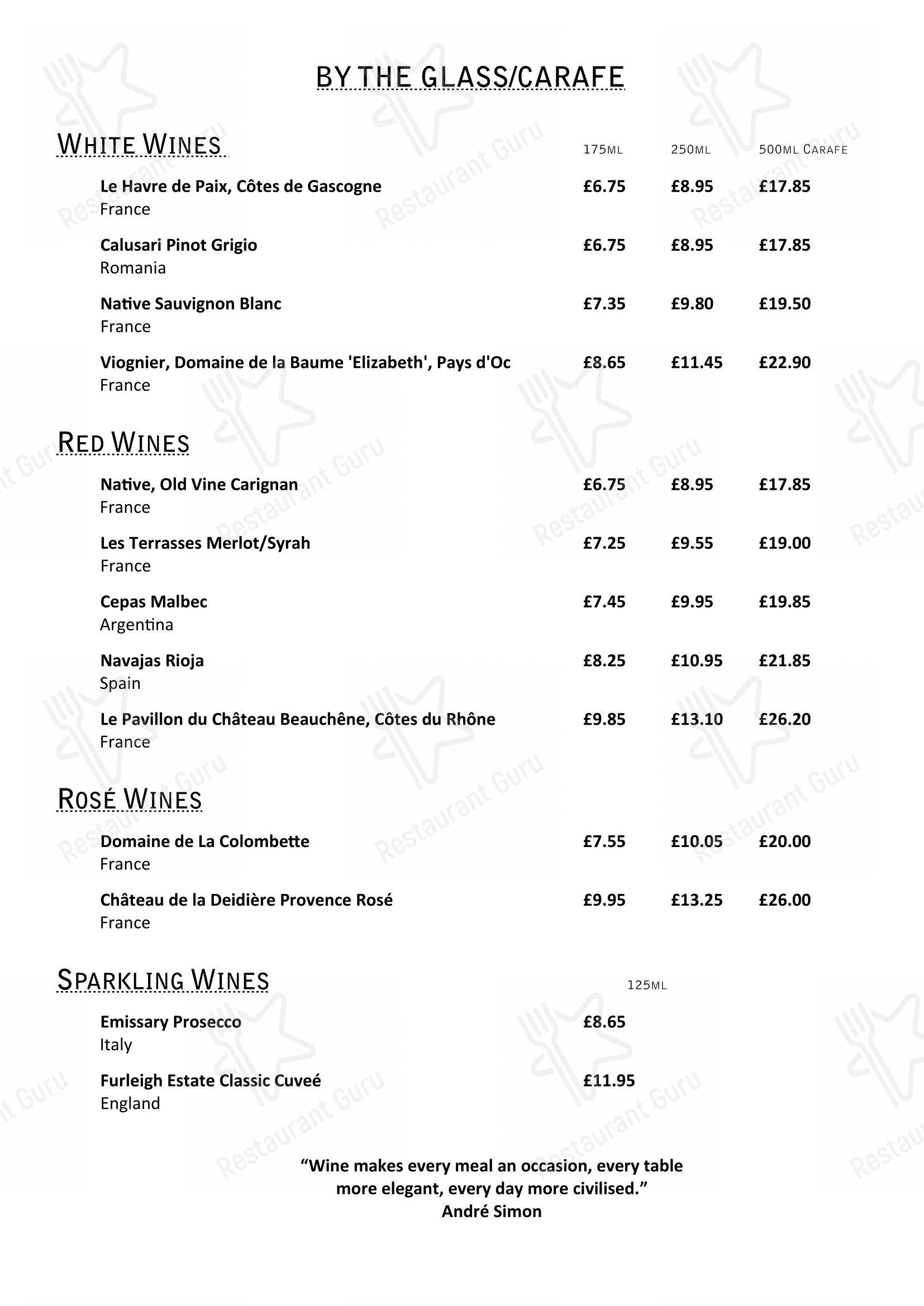 Menu at The Kings Head Inn pub & bar, Bledington, The Grn