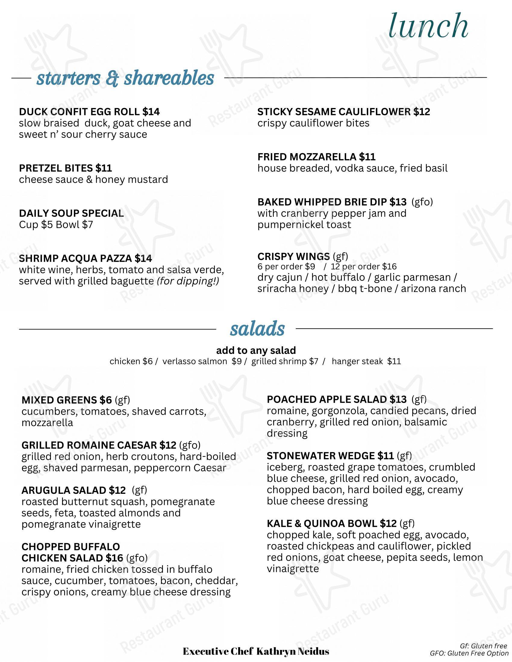 Menu at The Rustic Grill at StoneWater pub & bar, Highland Heights