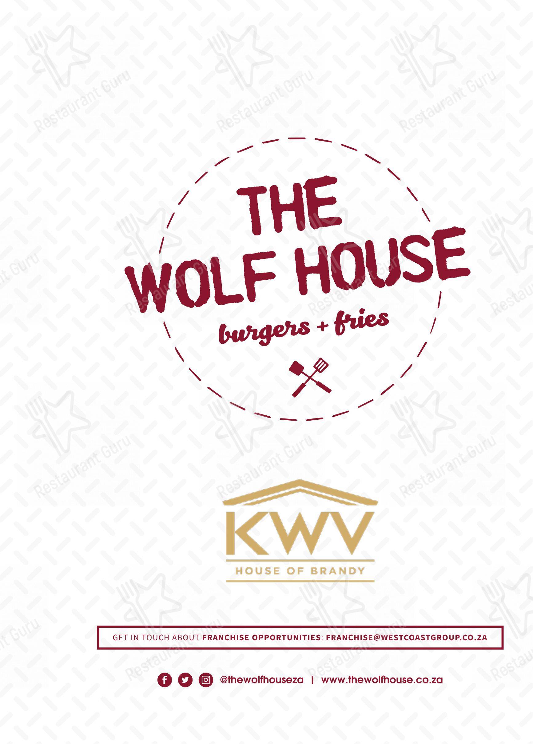 Menu at The Wolf House restaurant, Cape Town
