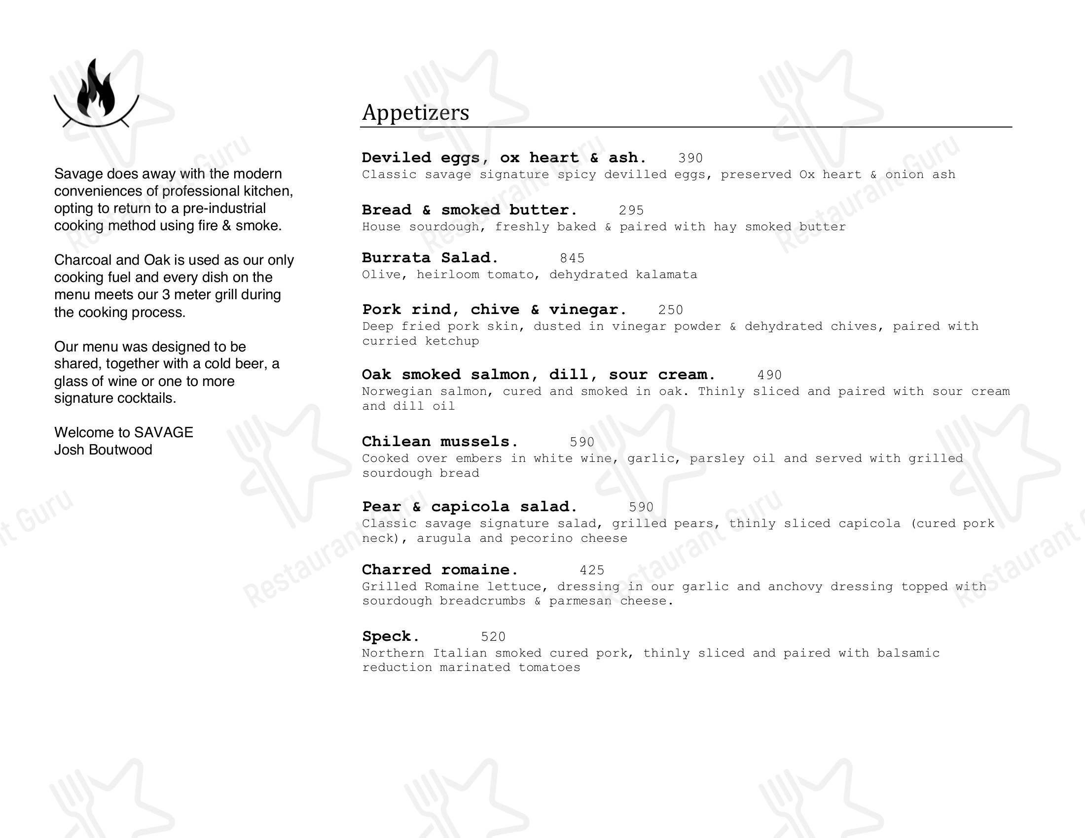 Menu at Savage by Josh Boutwood restaurant, Taguig, 2/F The Plaza Arya ...