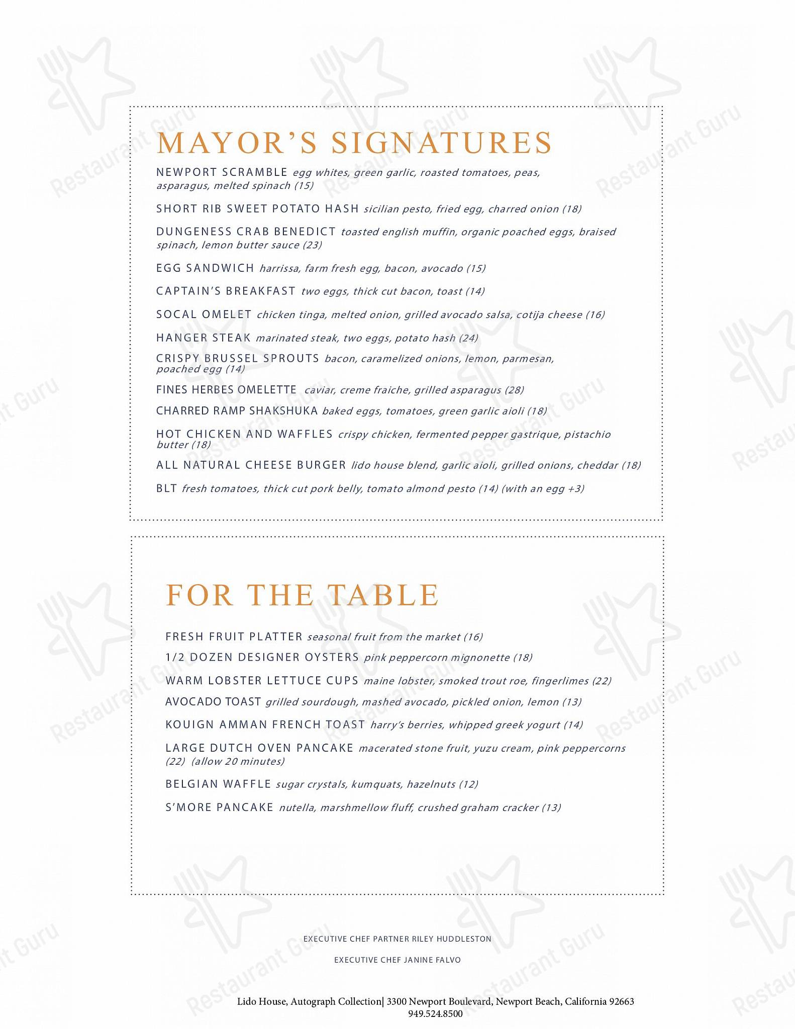 Menu at Topside Roof Deck pub & bar, Newport Beach