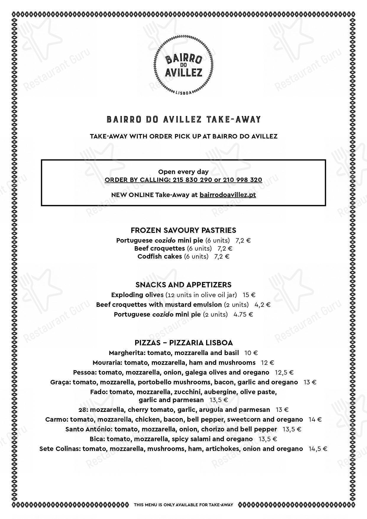 Menu at Pateo - Bairro do Avillez restaurant, Lisbon