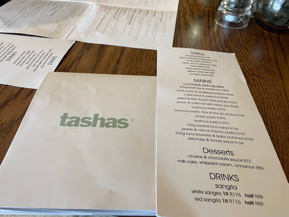 Speisekarte von tashas Waterfront restaurant, Kapstadt, Shop 7117