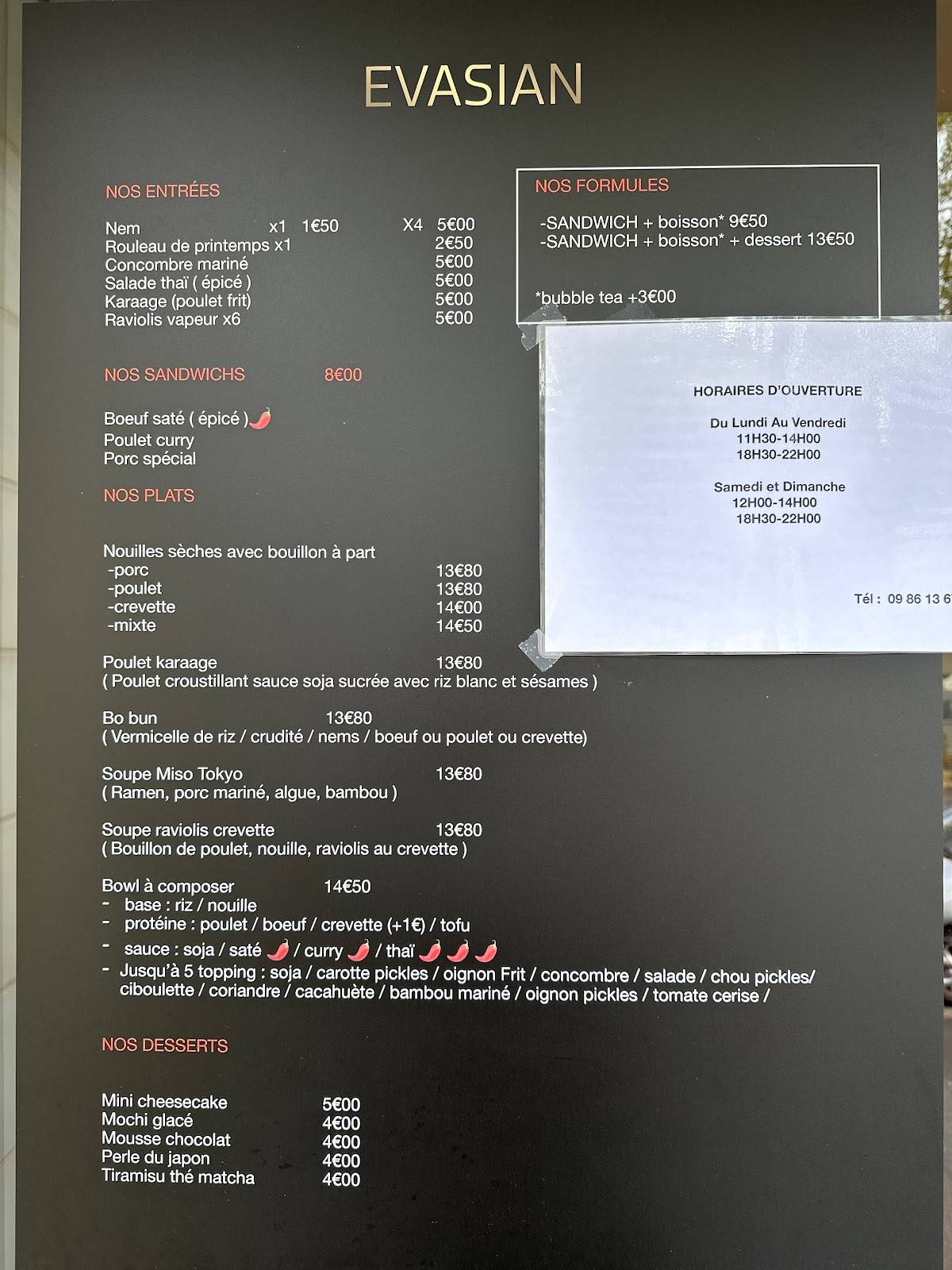 Menu at , Angers