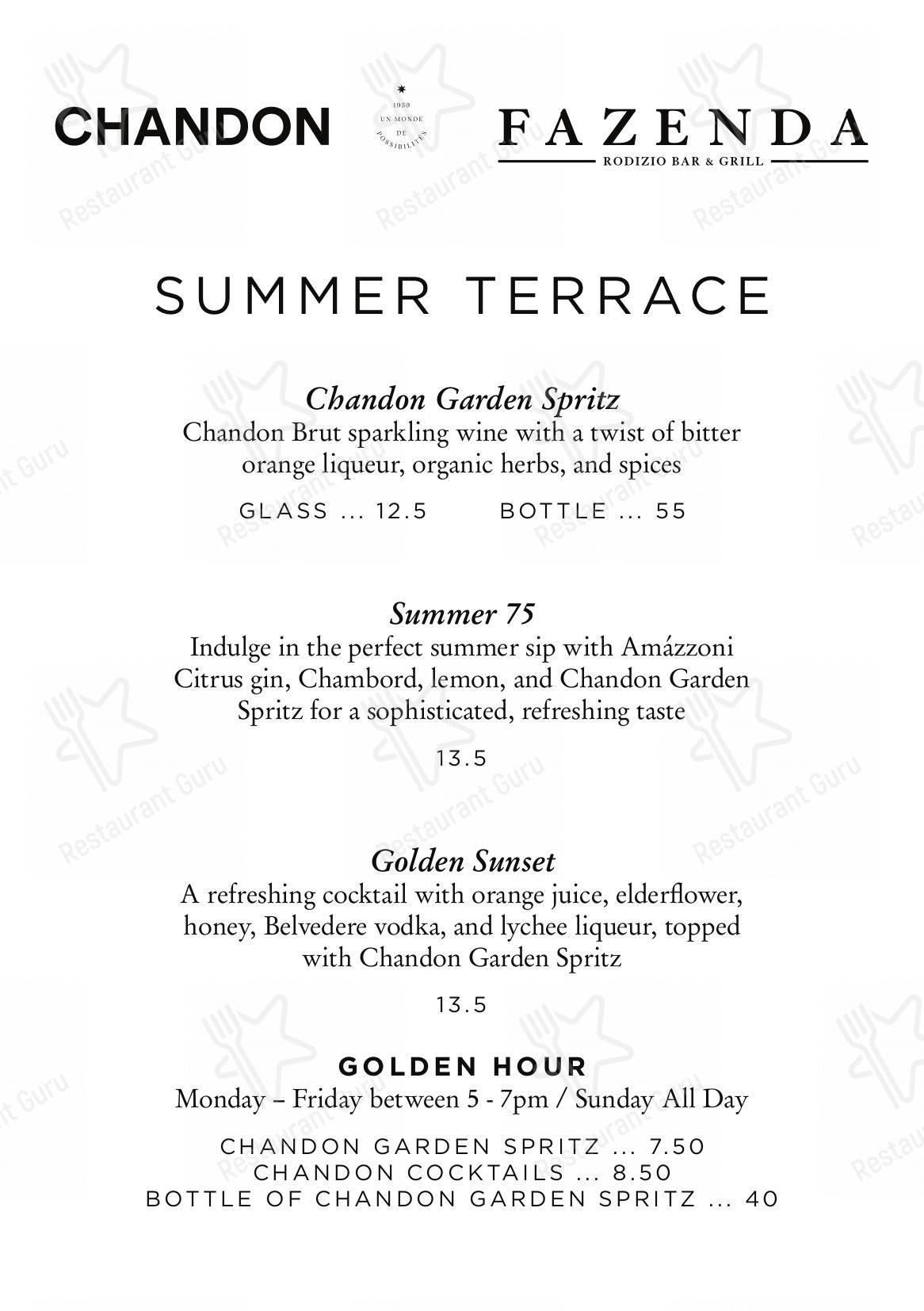 Menu at Fazenda Rodizio Bar & Grill Leeds, Leeds