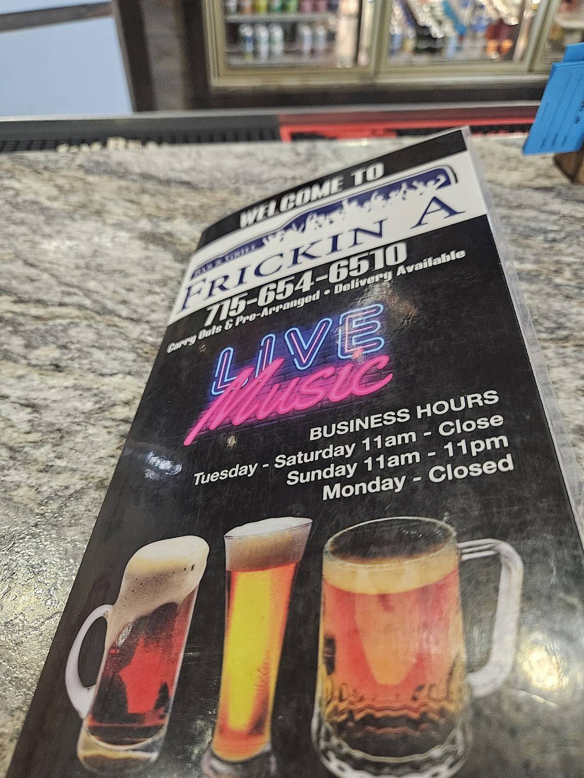 Menu at Frickin A Bar & Grill, USA