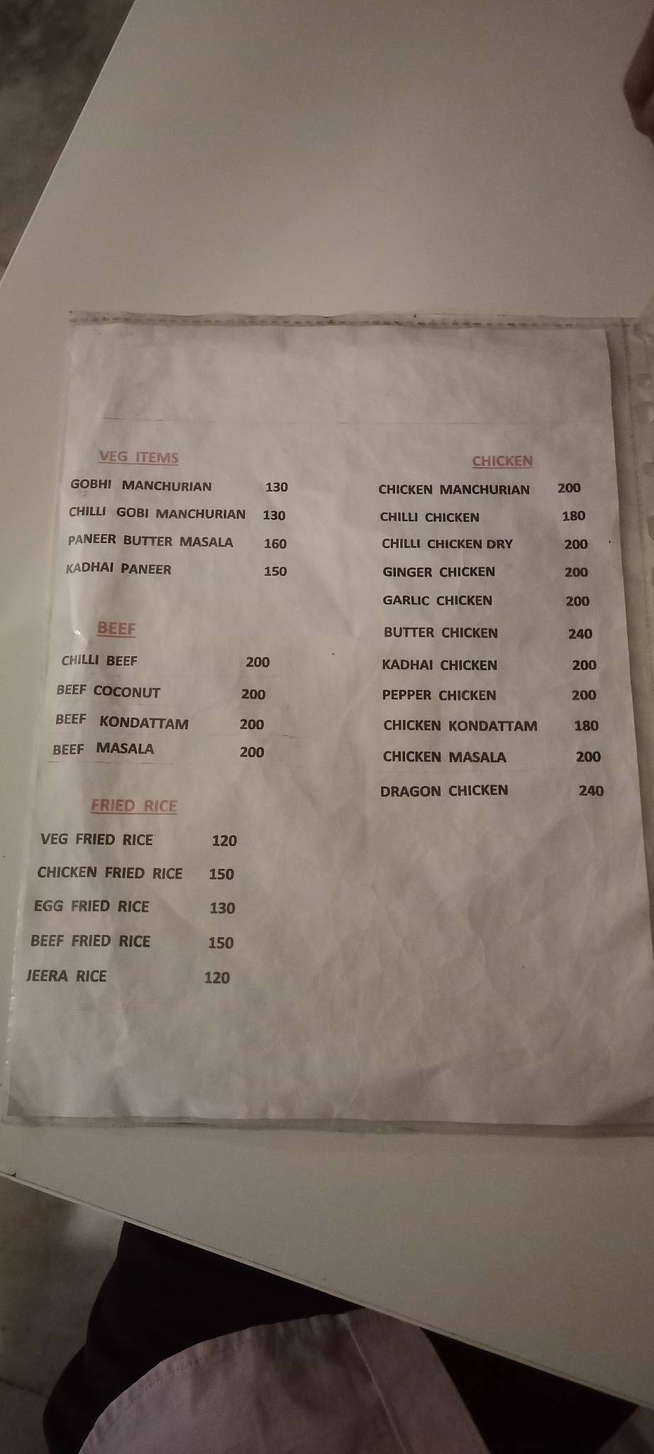 Menu at Malabar Kitchen, Hyderabad, 1-100/30/1/12