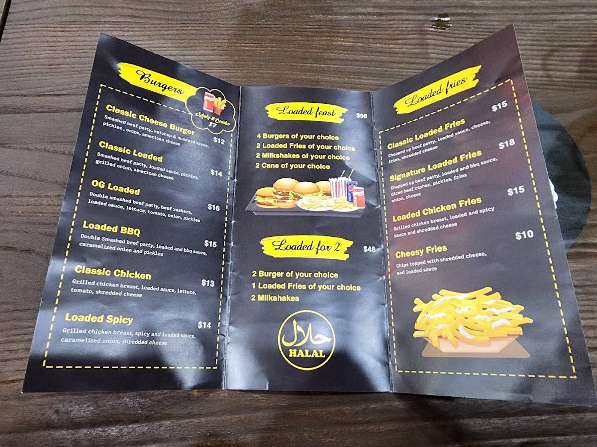Menu at Loaded Bros. restaurant, Parramatta