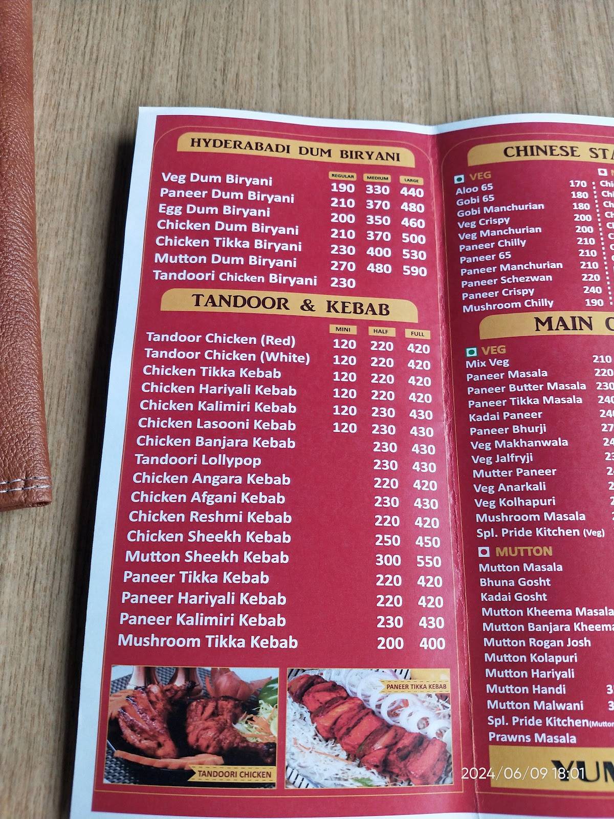Menu at Pride Kitchen Hyderabadi Biryani Ulwe, India, Siddhivinayak ...