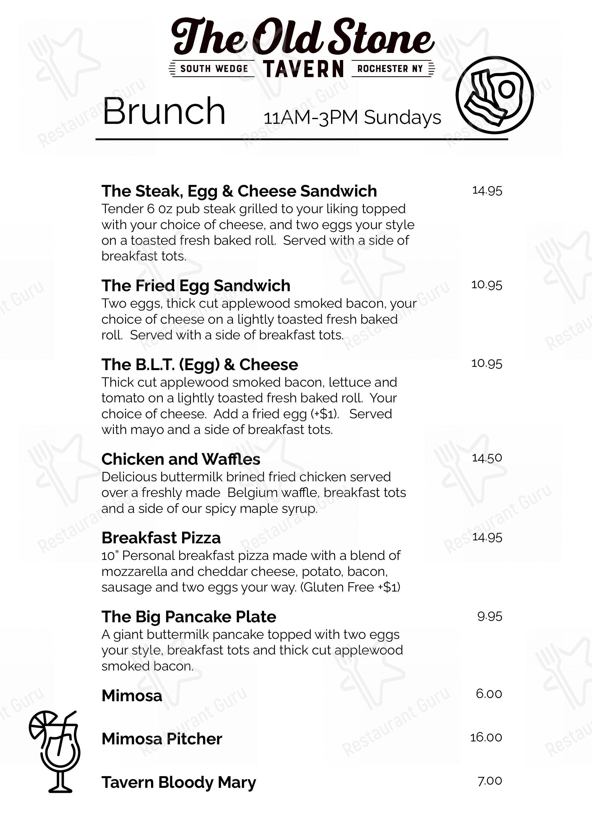 Carta del pub y bar The Old Stone Tavern, Rochester