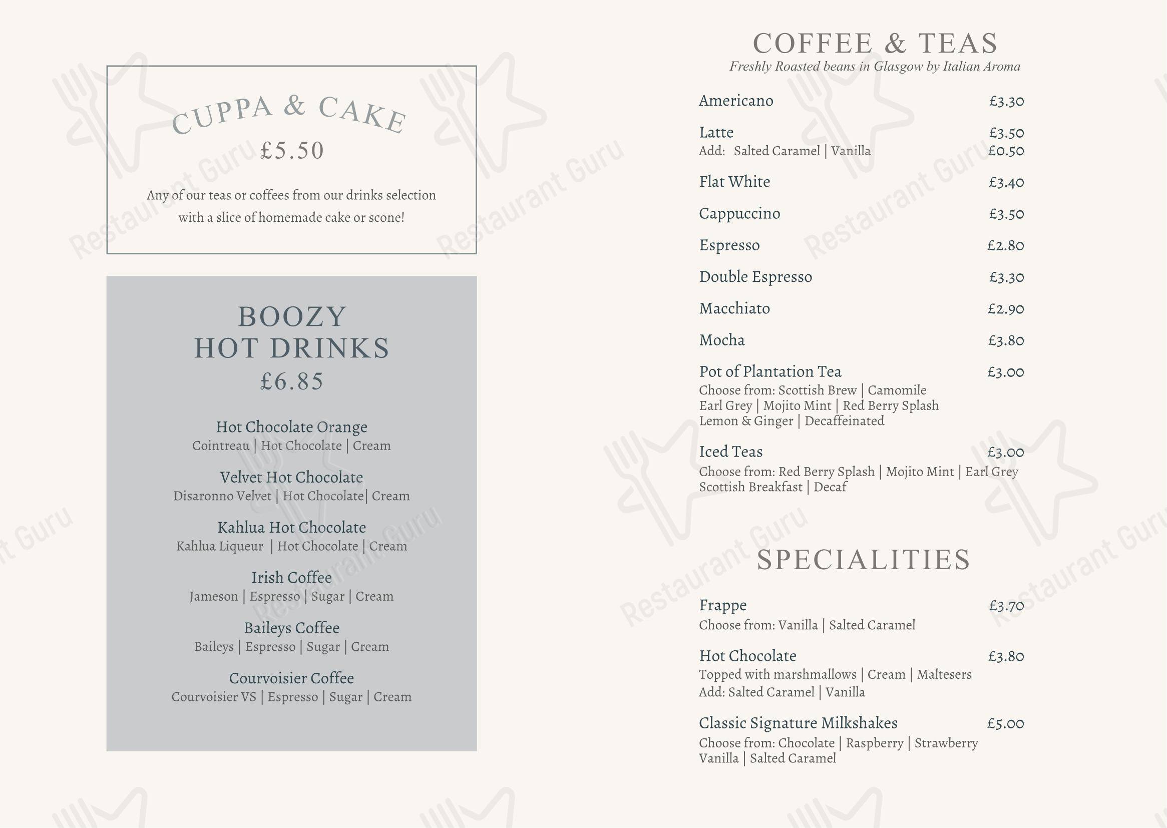 Menu at The Plumpy Duck restaurant, Howwood, Bowfield Hotel & Spa