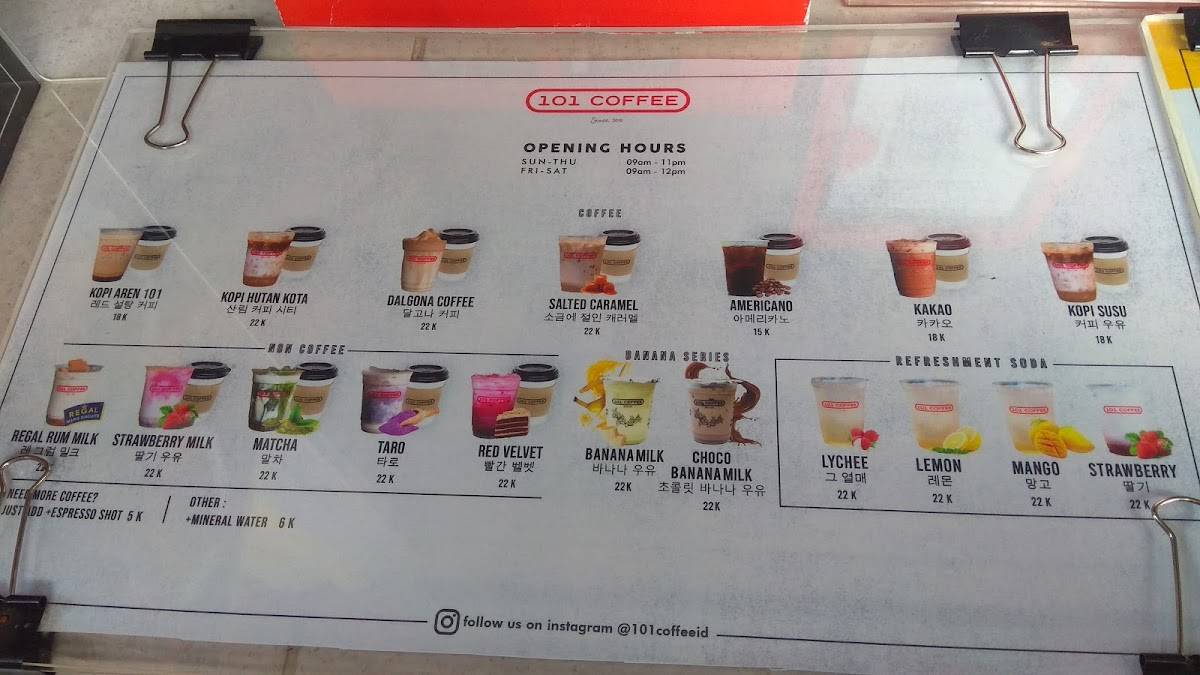 Menu at 101 Coffee Stadion Pal 5, Banjarmasin