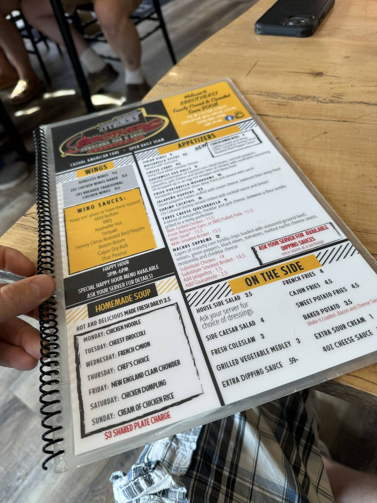 Menu at 2 Brothers Pub and Grill, Edgerton