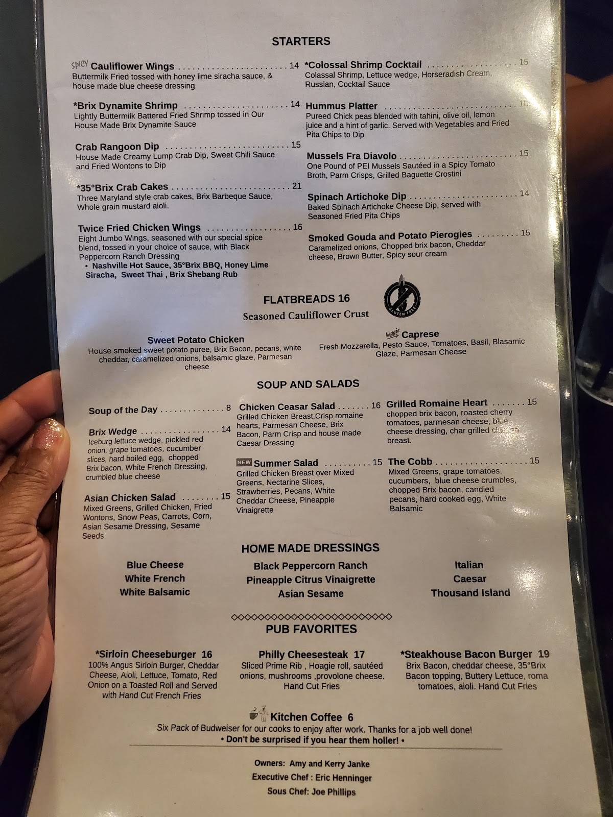 Menu at 35 Brix pub & bar, Green