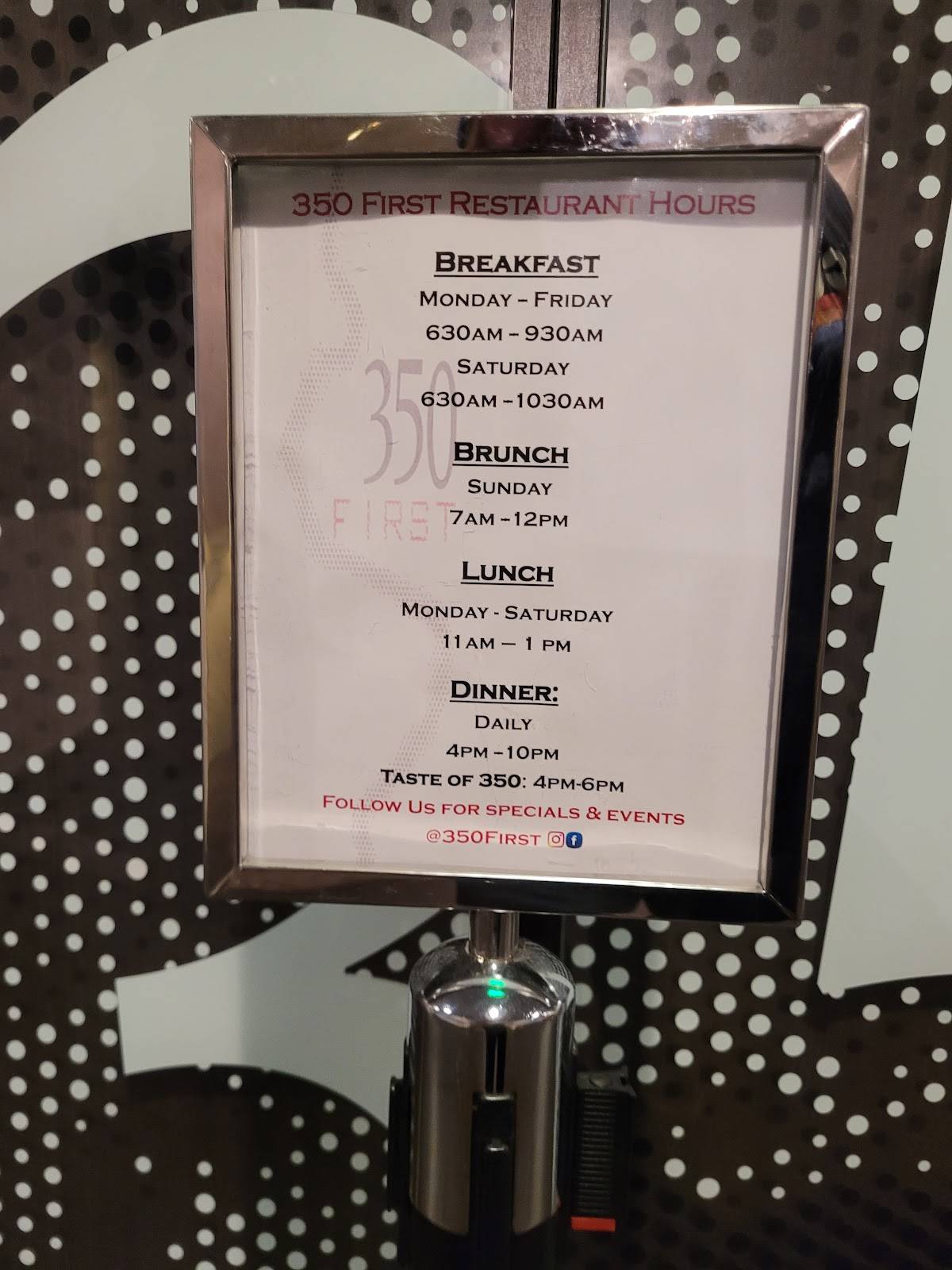 Menu at 350 First pub & bar, Cedar Rapids