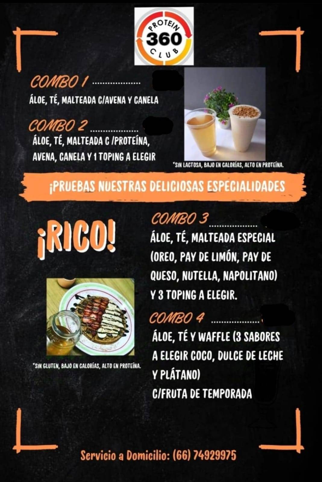 Menu at 360 Protein Club, Culiacán