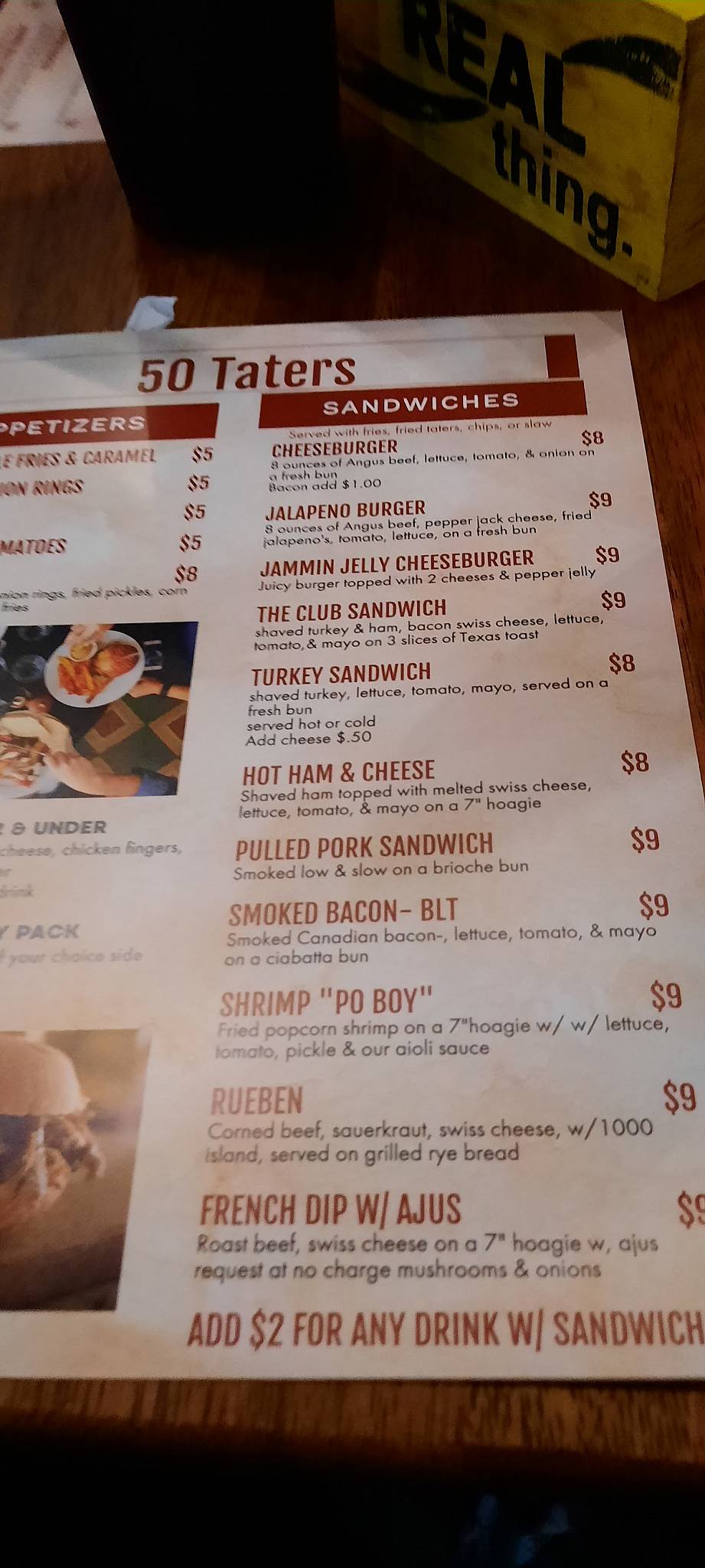 Menu at 50 Taters BBQ, Scottsboro, County Park Rd