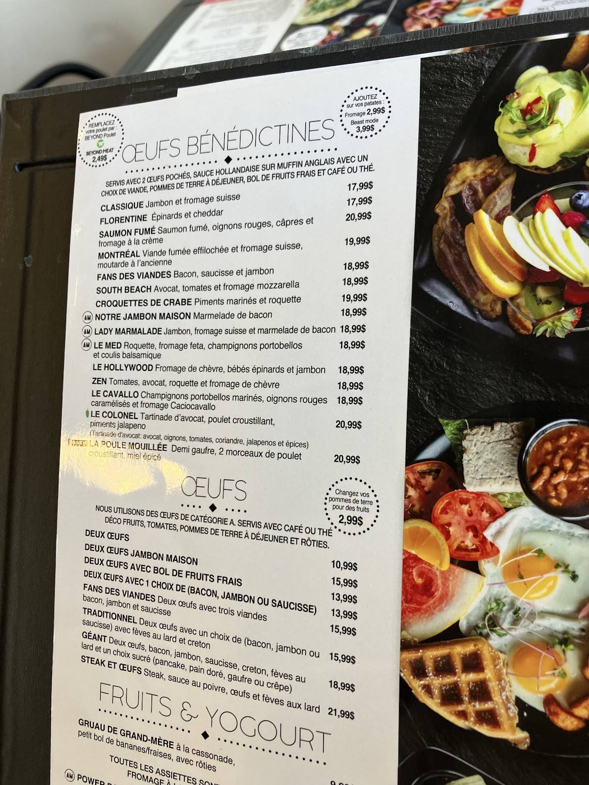 Menu au A.M. Déjeuner Dîner restaurant, Saint-Sauveur
