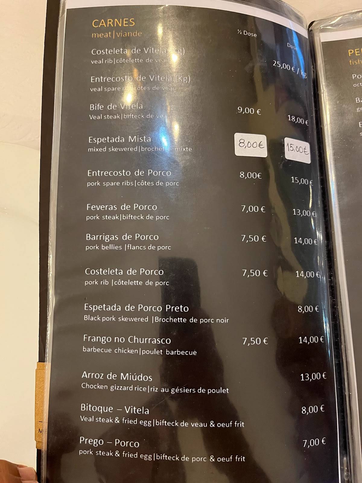 Menu em A Tasca restaurante, Gafanha da Nazaré